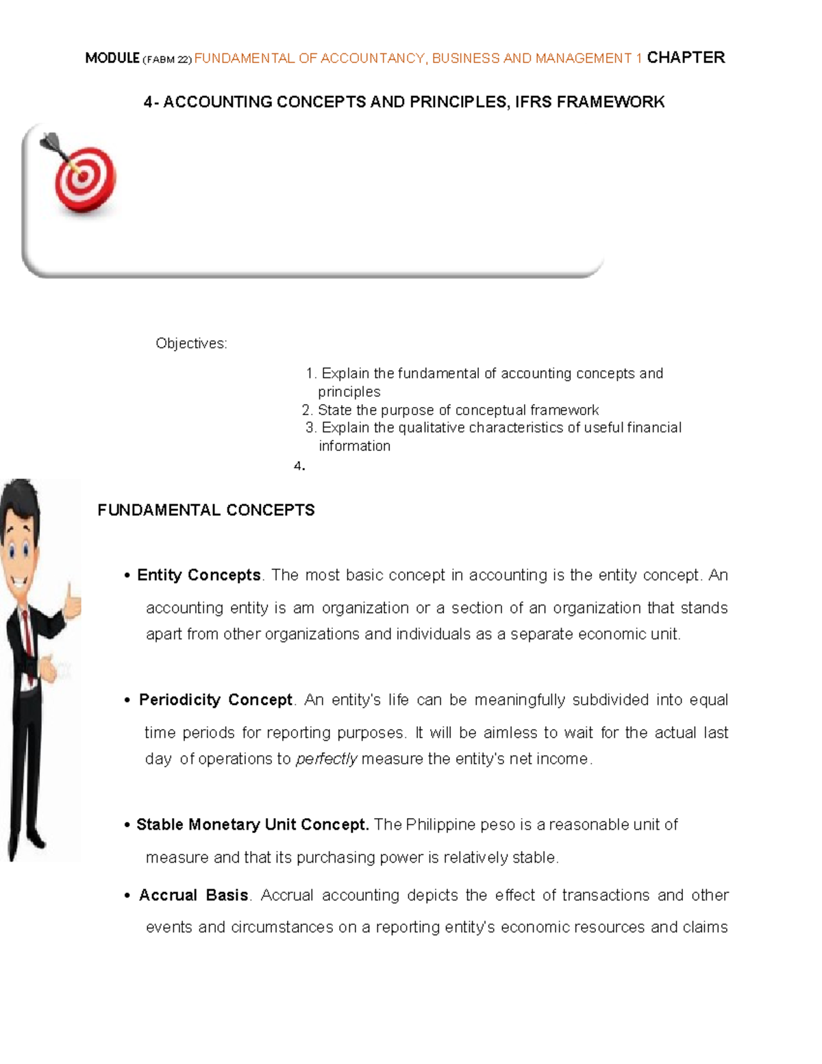 Chapter 4 Accounting Concepts AND Principles, IFRS Framework - MODULE ...