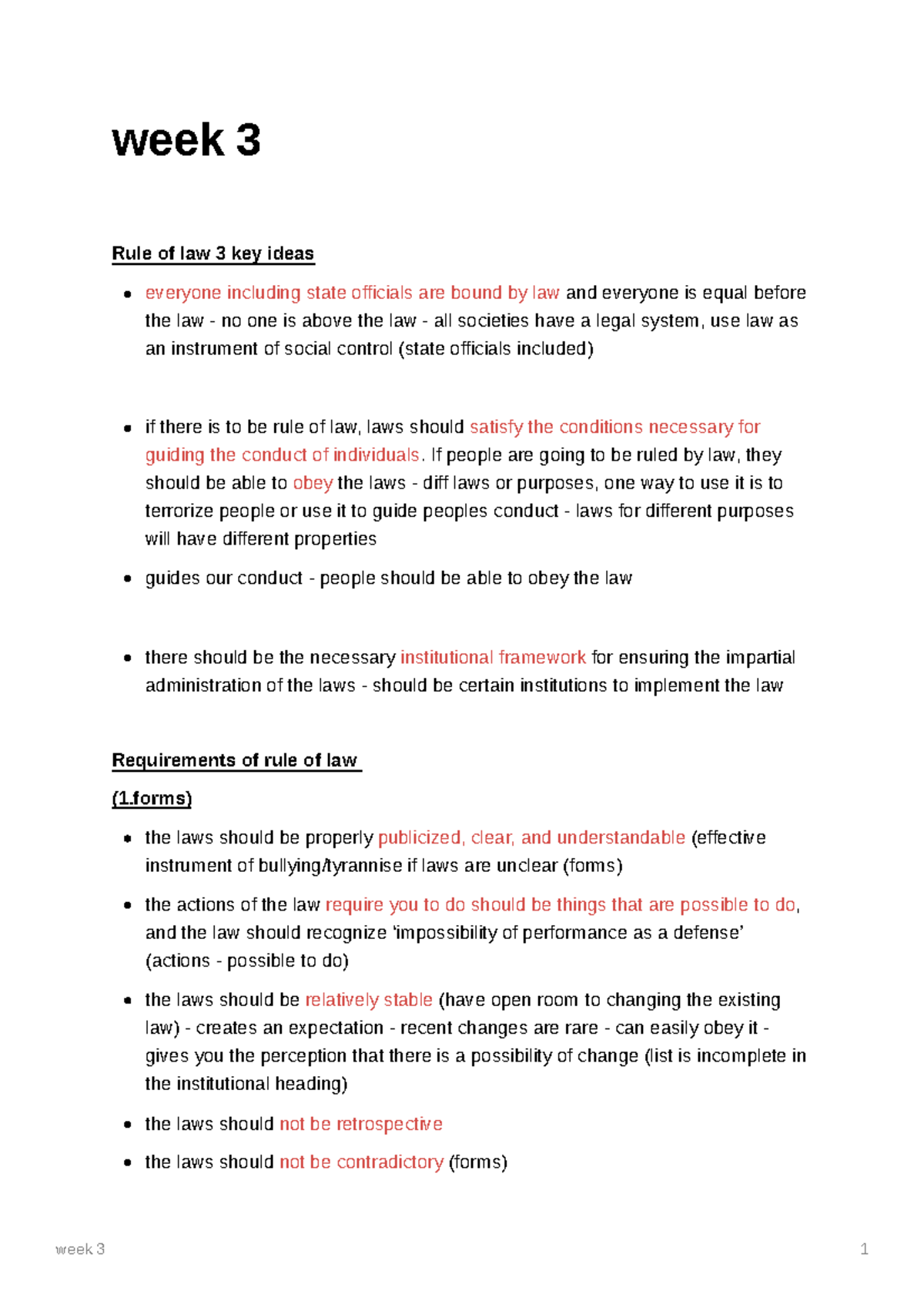 Week 3 - week 3 - week 3 Rule of law 3 key ideas everyone including ...