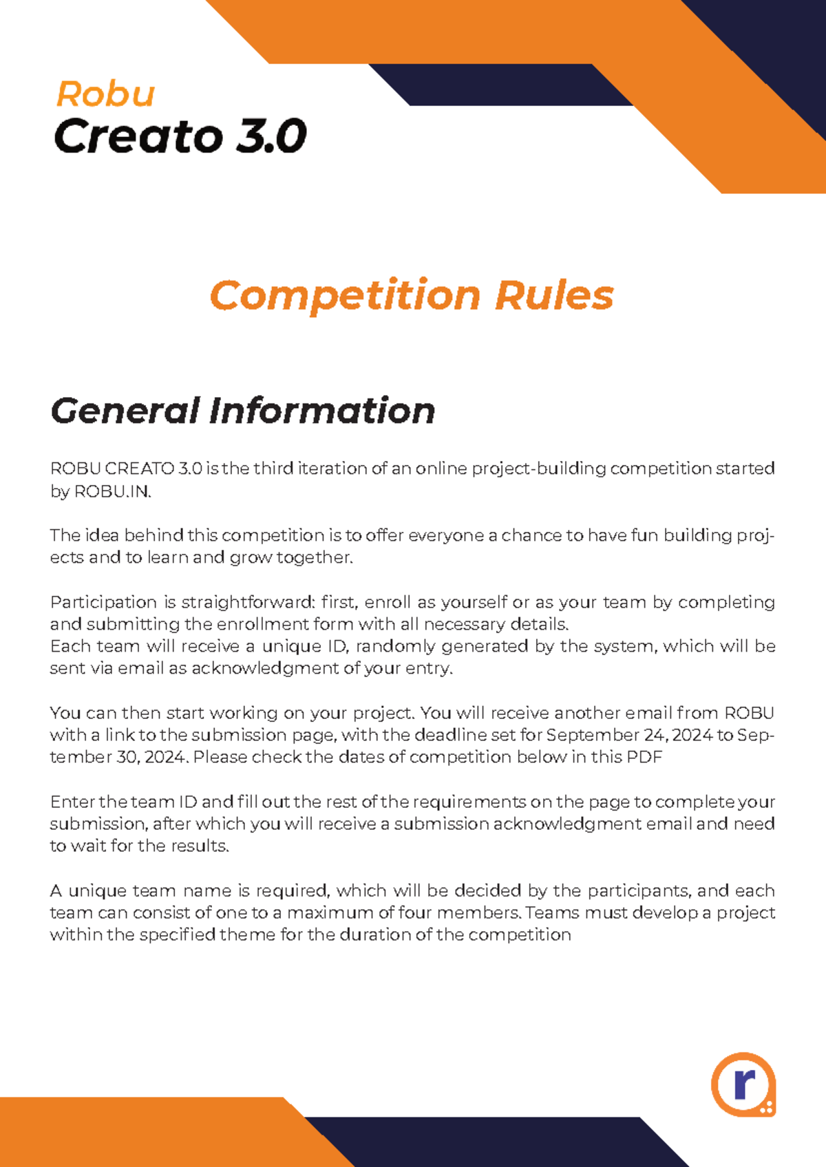 Creato-3 - Vghk - Competition Rules General Information ROBU CREATO 3 ...