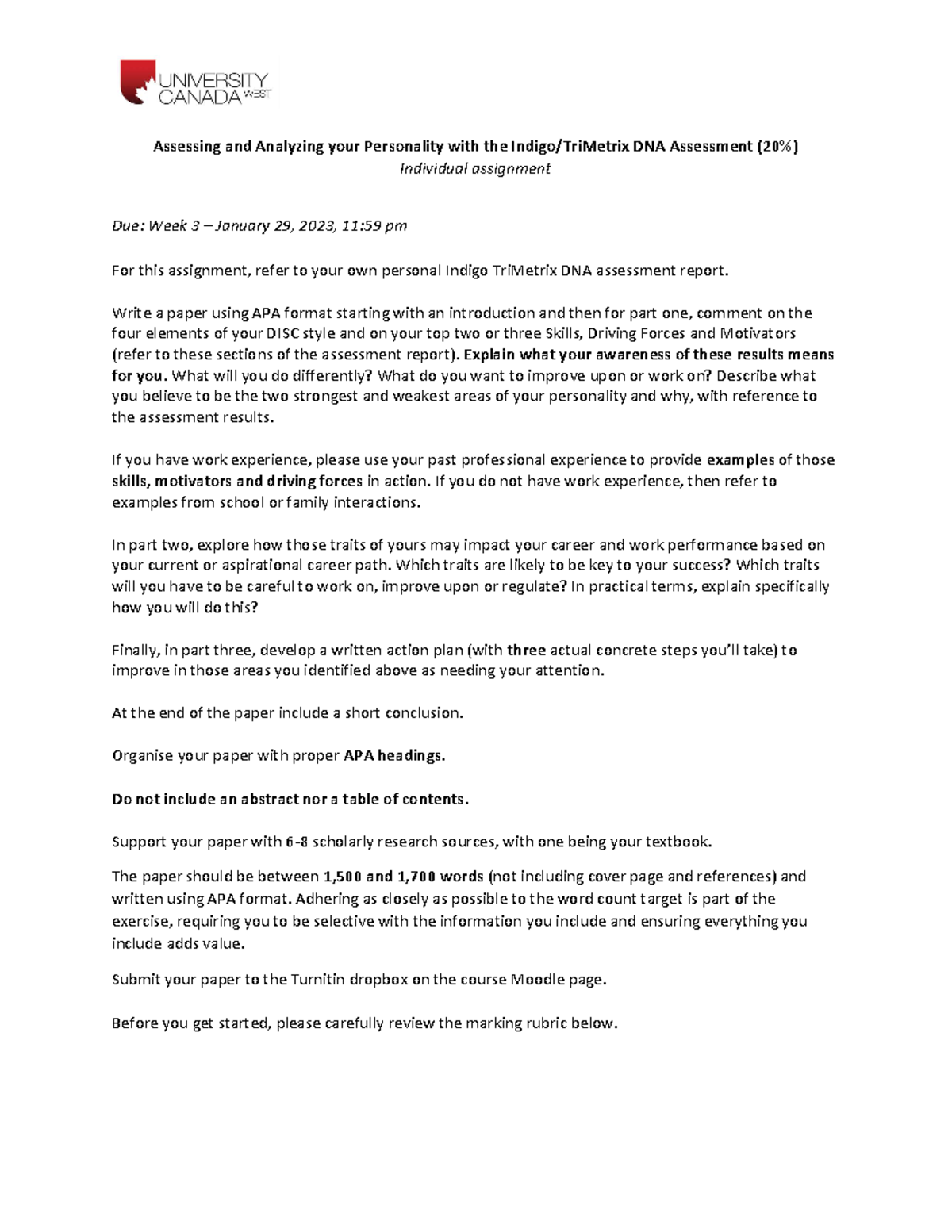 Indigo Assessment Reflective Assignment - Assessing and Analyzing your ...