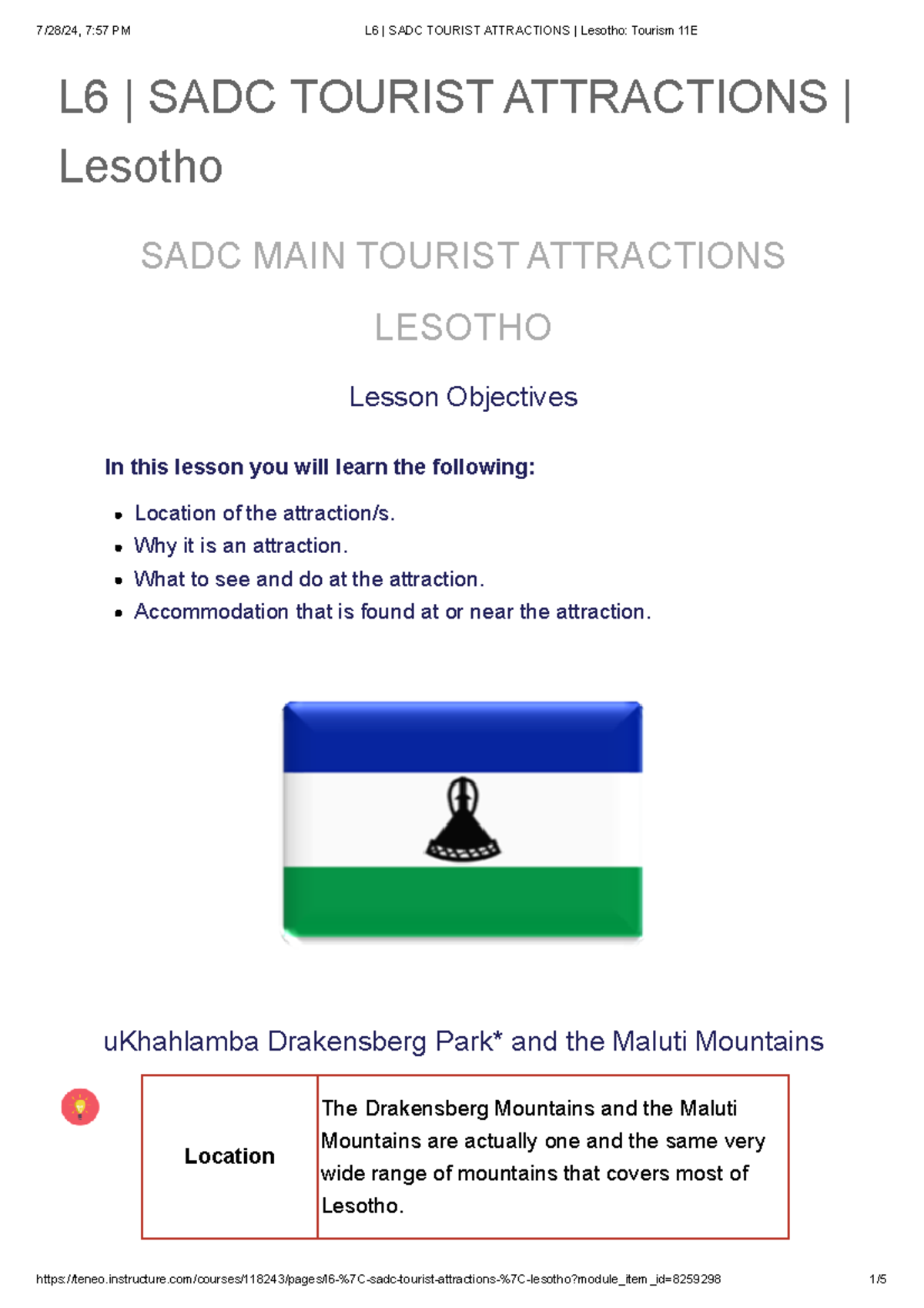 L6 SADC Tourist Attractions Lesotho Tourism - L6 | SADC TOURIST ...