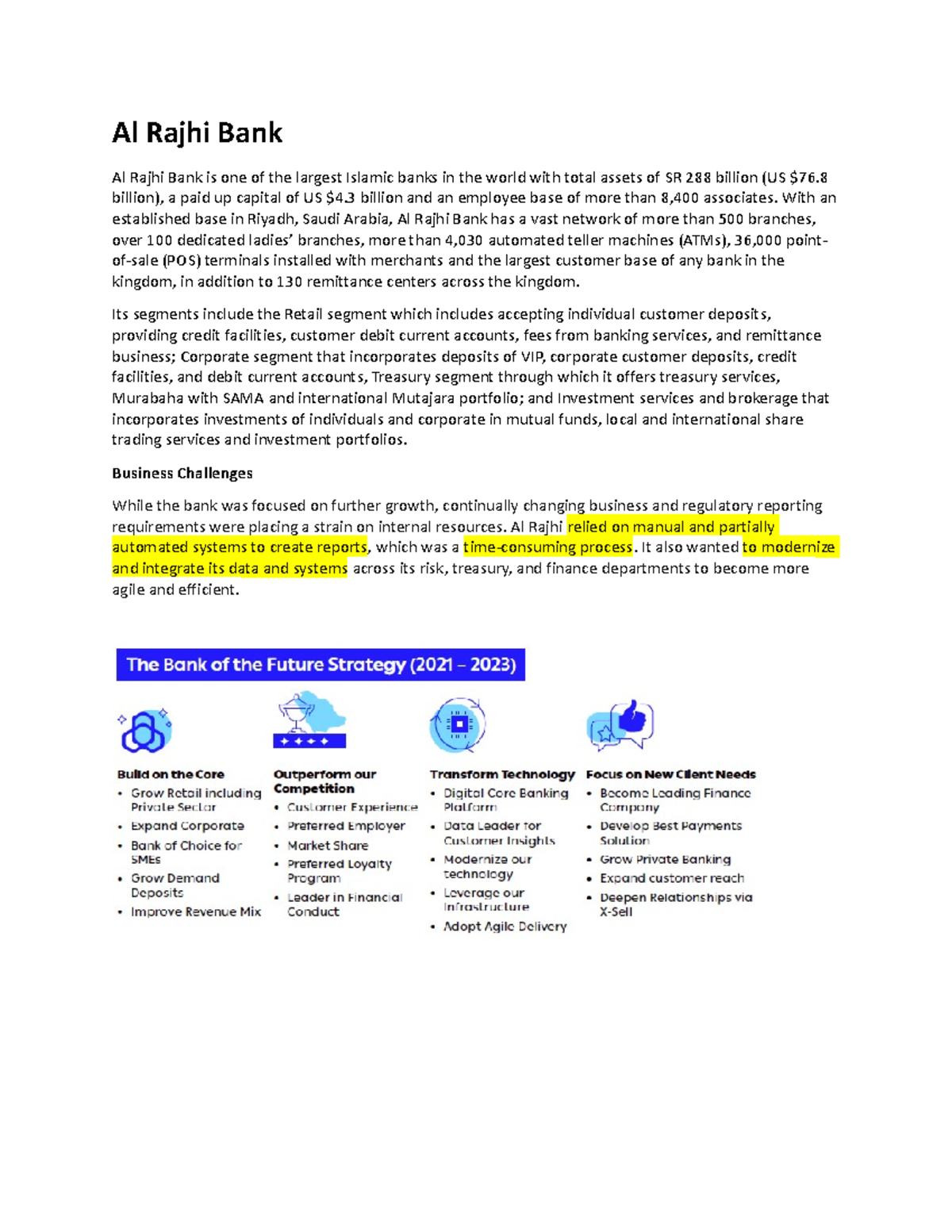 Al Rajhi Bank - Case Study (Sample Solution) - Al Rajhi Bank Al Rajhi Bank is one of the largest ...