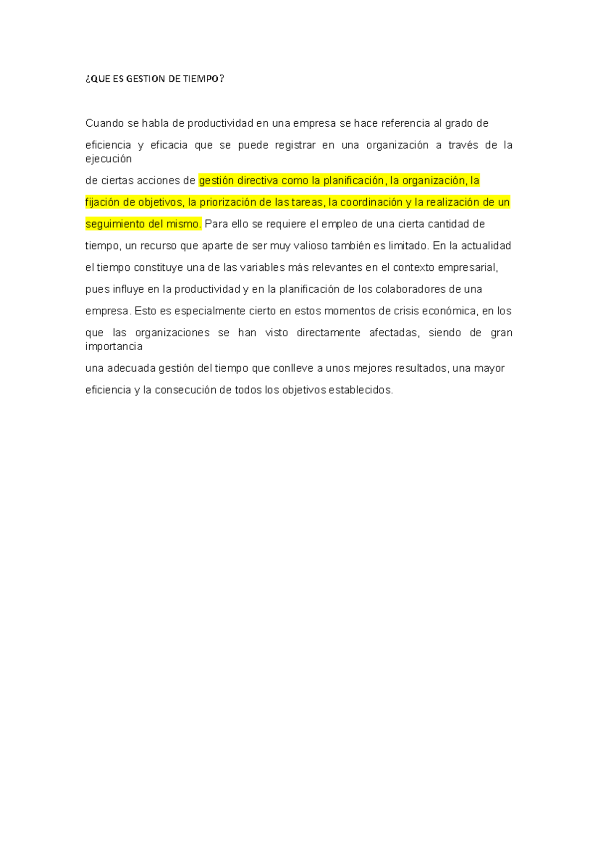 QUE ES Gestion DE Tiempo QUE ES GESTION DE TIEMPO Cuando Se Habla