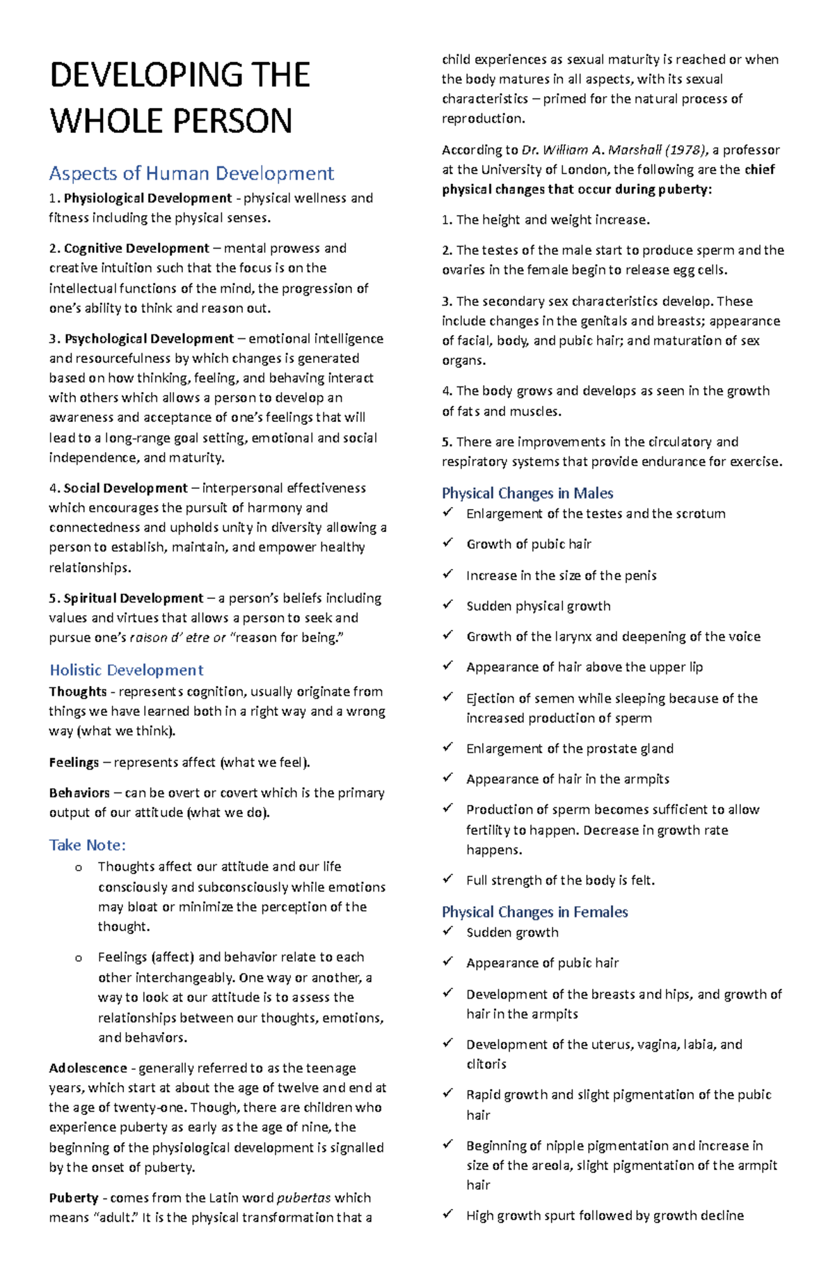 Ppt2-handout - from books - DEVELOPING THE WHOLE PERSON Aspects of ...