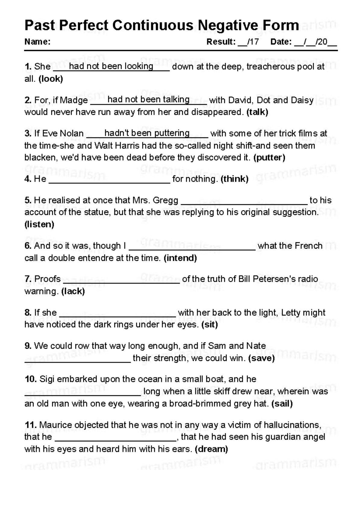 Grammarism past perfect continuous negative test 1 1894813 - Past ...