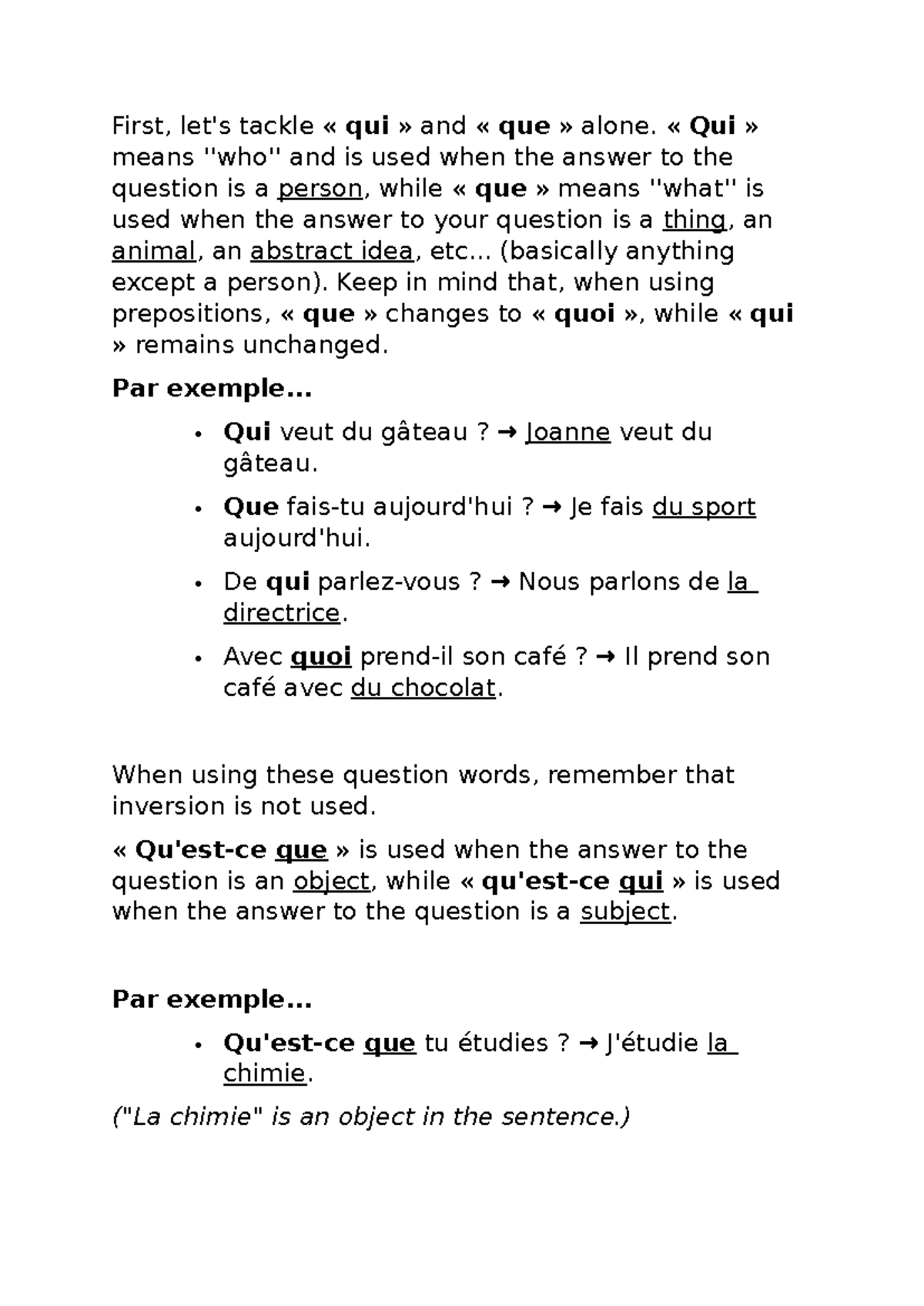 Hohohohohohohohohohohhoho - First, let's tackle « qui » and « que ...