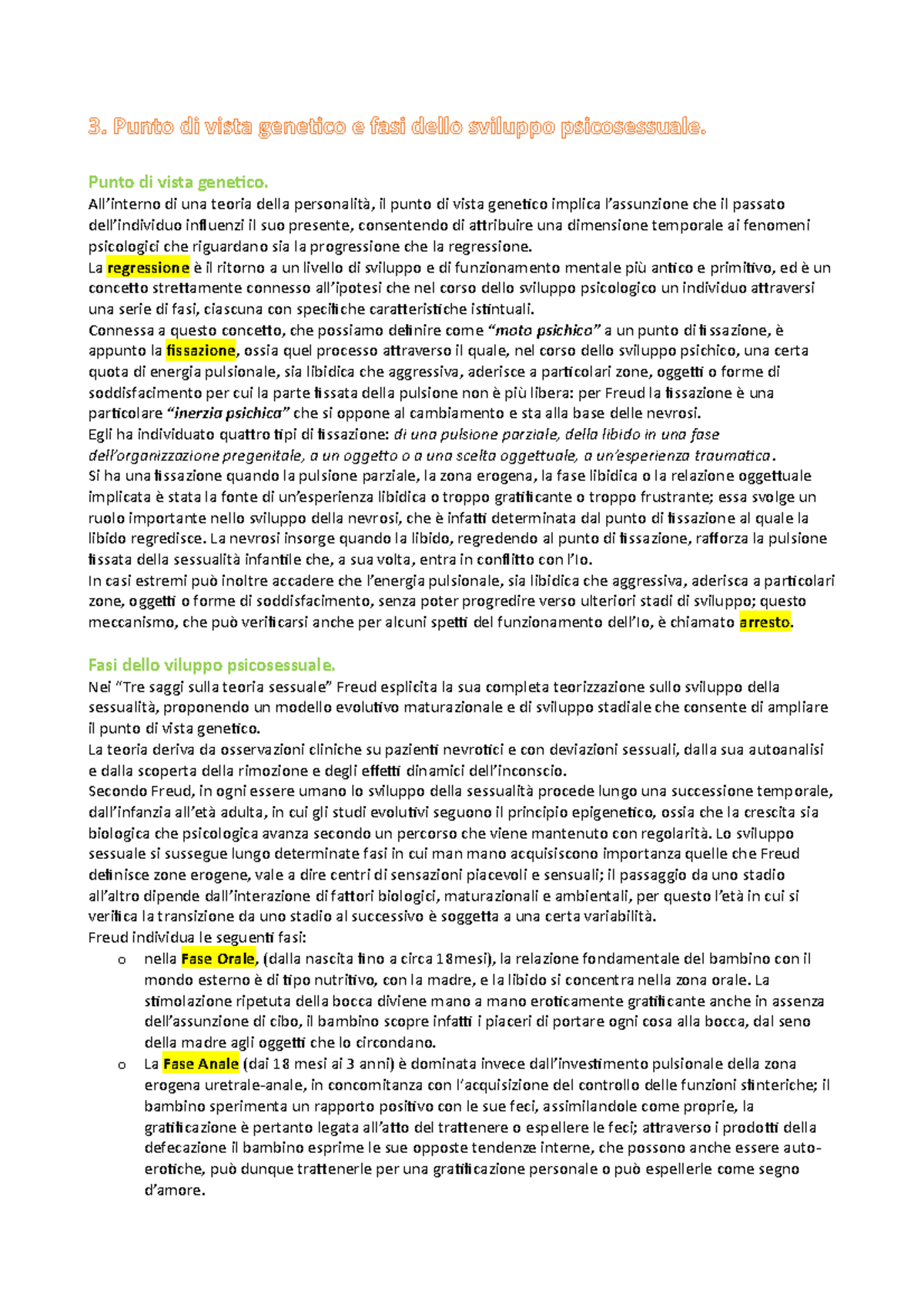 3. Fasi dello sviluppo psicosessuale - 3. Punto di vista genetico e ...