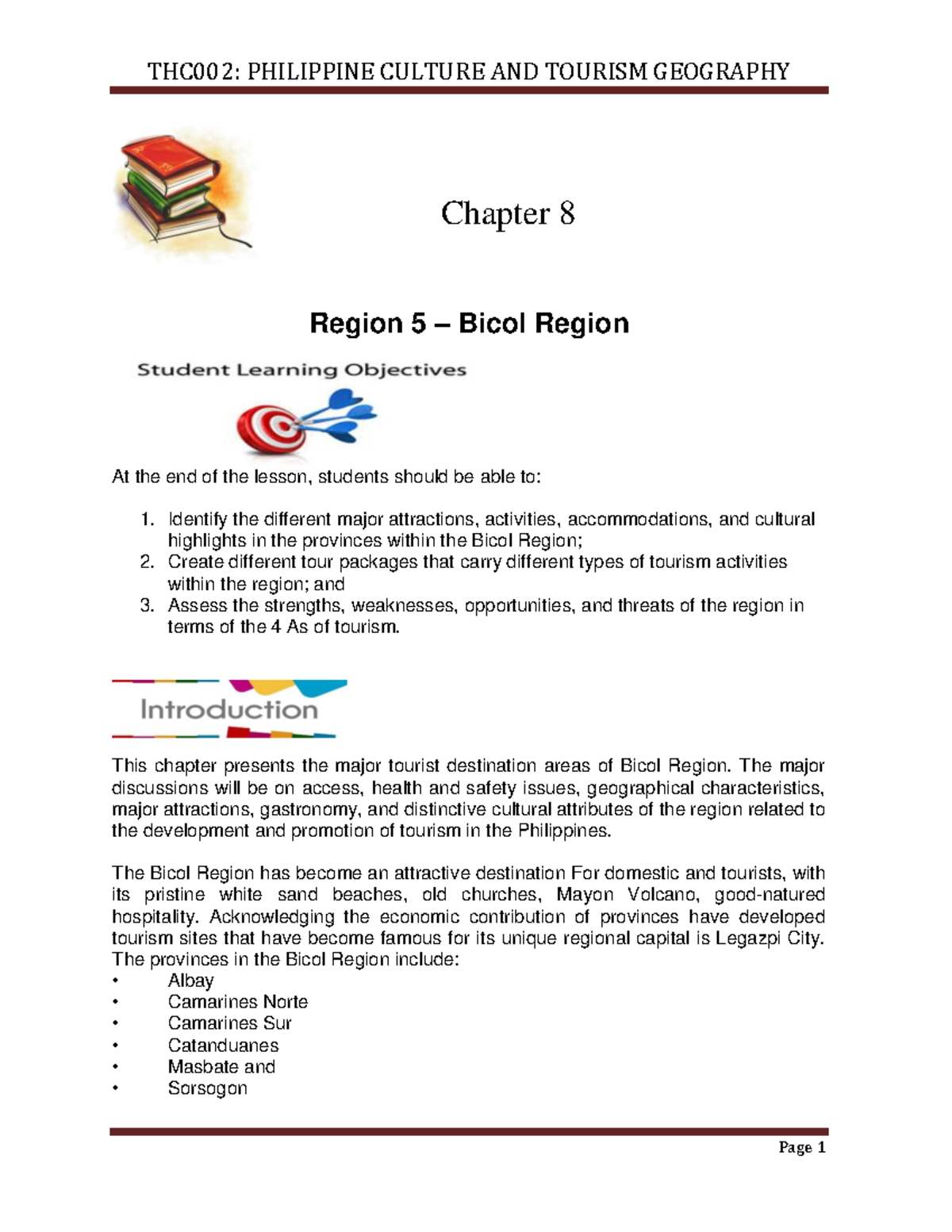Chapter 8 - Philippine Tourism Geography AND Culture - Region 5 – Bicol ...