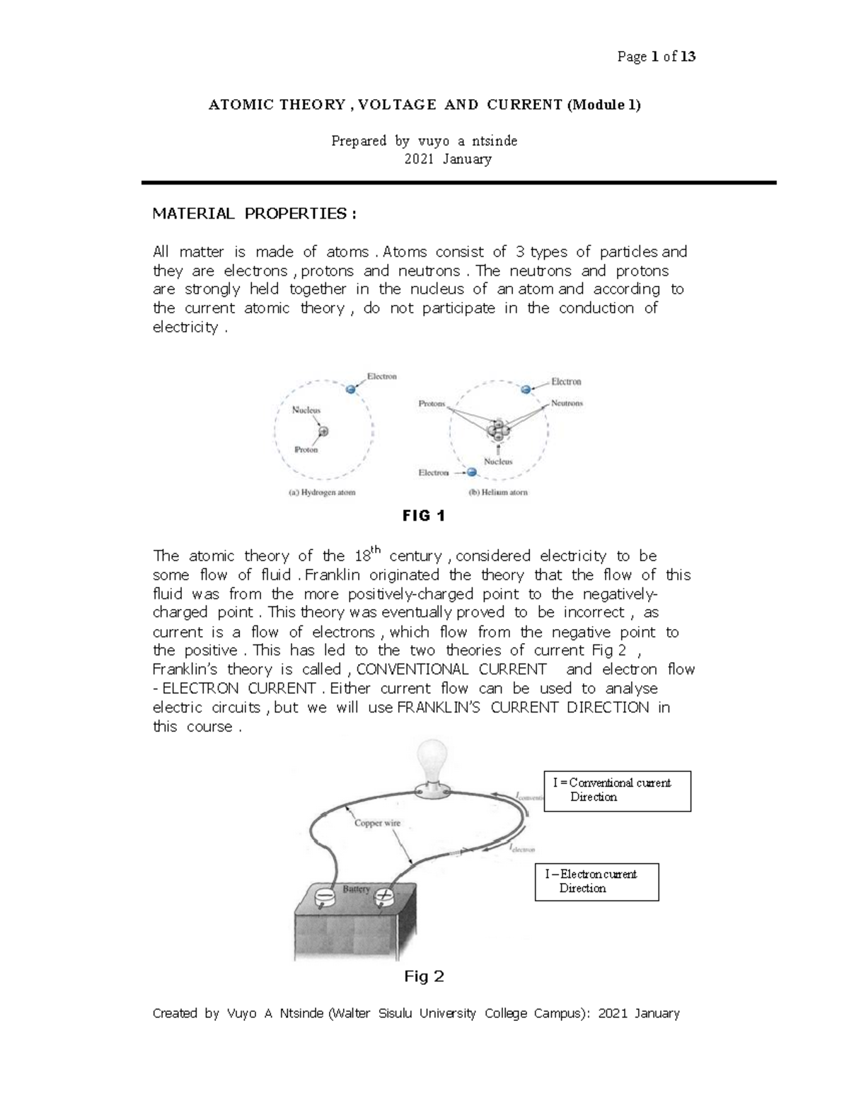 Module 1 Atomic Theory and voltage - ATOMIC THEORY , VOLTAGE AND ...