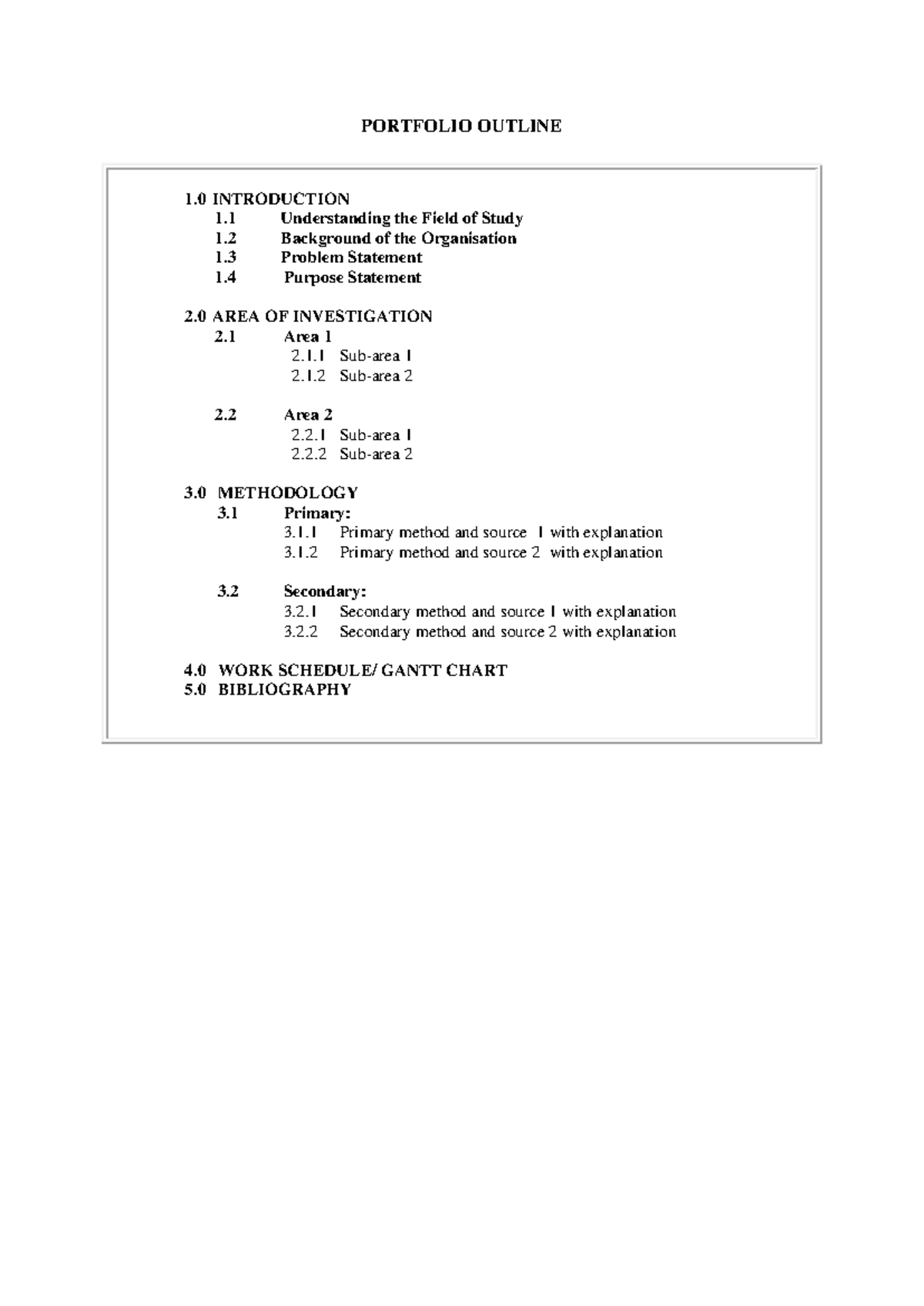 Portfolio Outline RW - PORTFOLIO OUTLINE 1 INTRODUCTION 1 Understanding ...