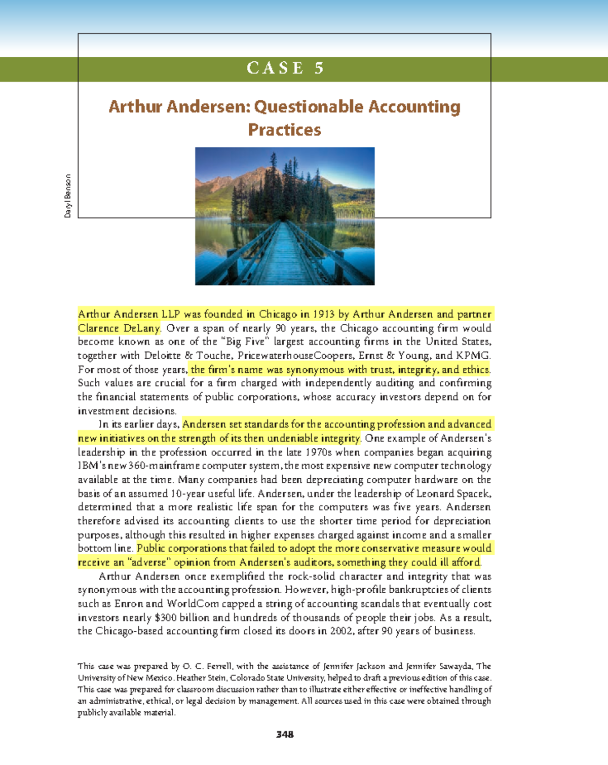Ferrel et al - Business Ethics-371-378 - 348 Arthur Andersen LLP was ...