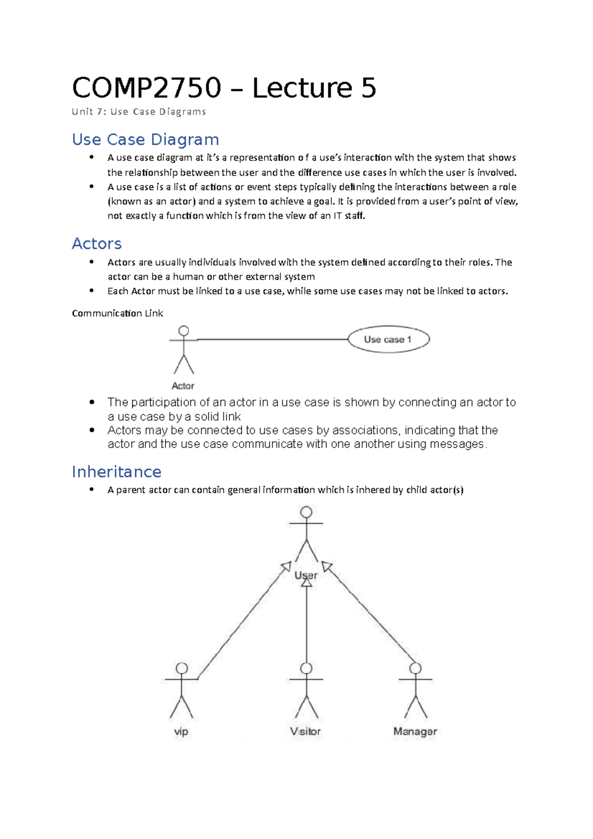 COMP2750 - Lecture 5 - Use Case Diagram - COMP2750 – Lecture 5 Unit 7 ...