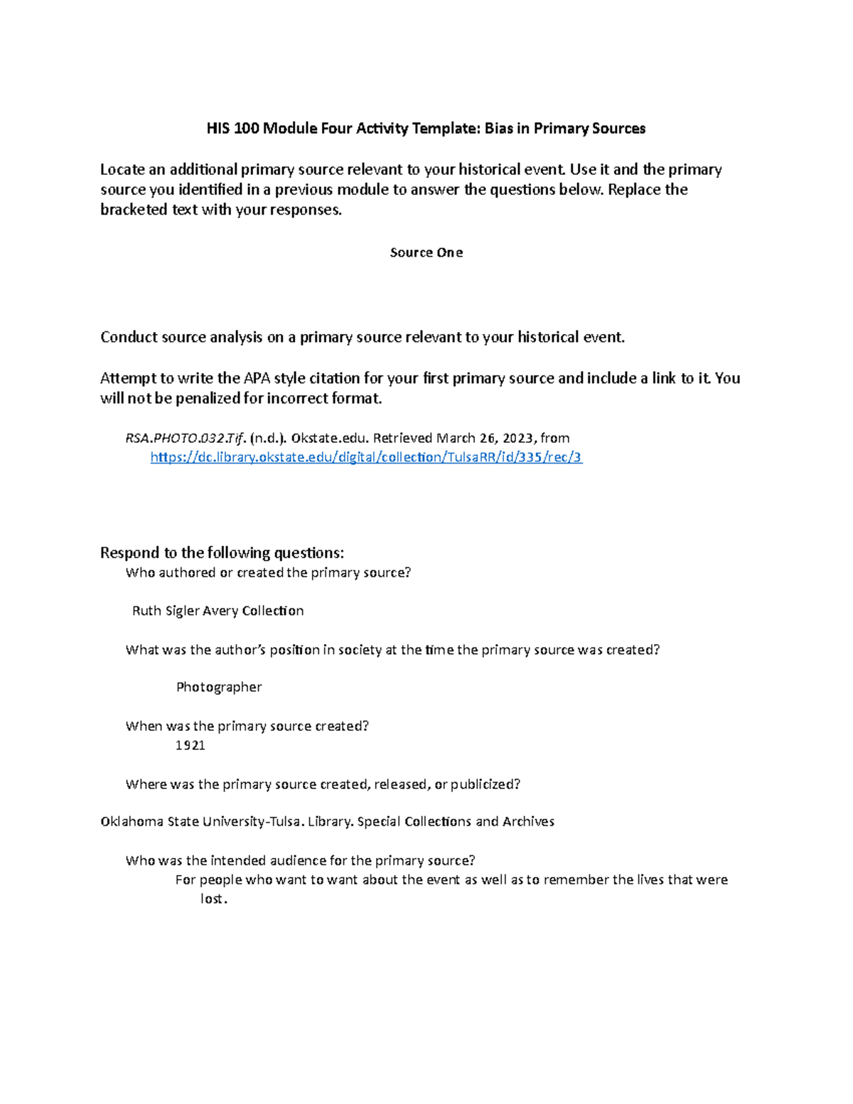 HIS 100 module 4 - Conduct source analysis on two primary sources ...