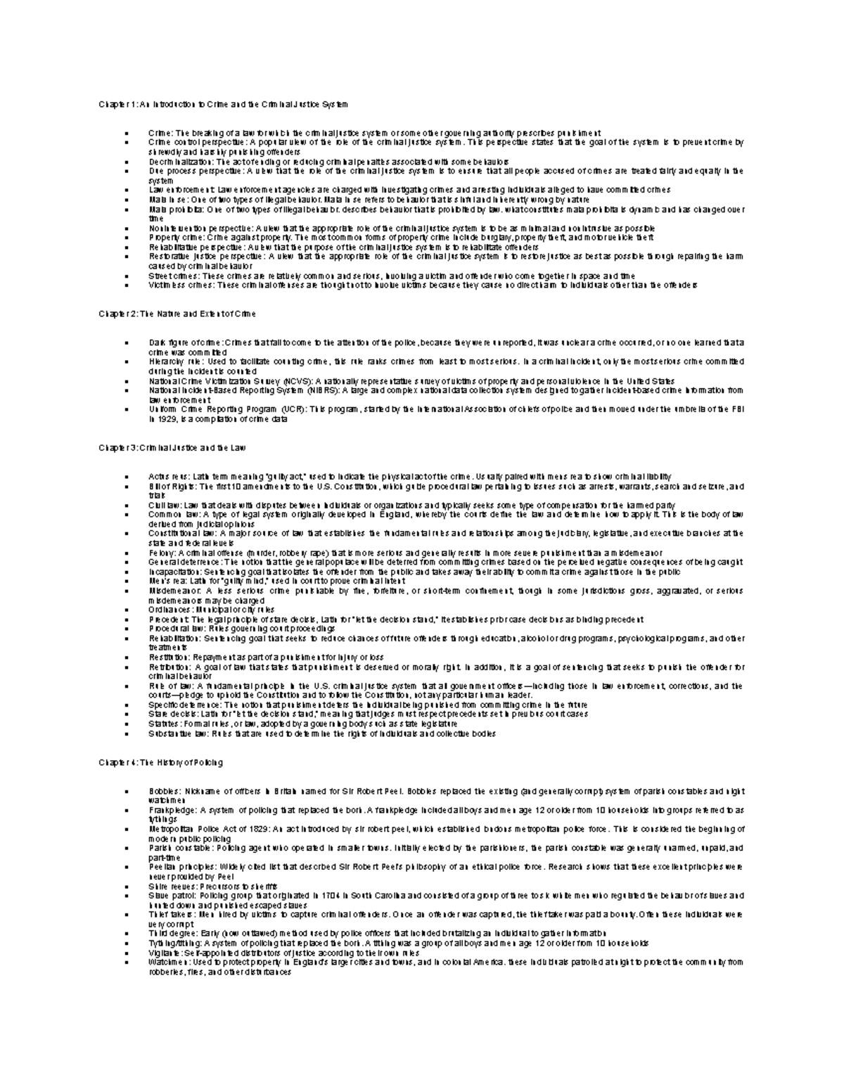 Crim 101 Study Guide - Chapter 1: An Introduction to Crime and the ...