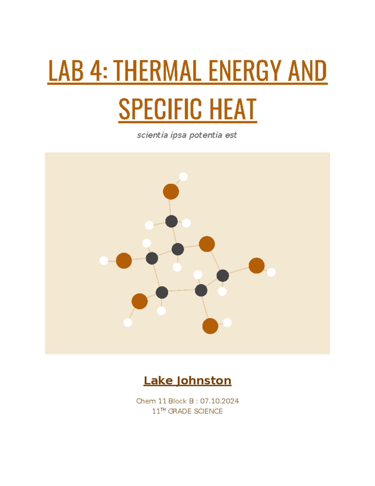 LAB 4 Thermal Energy AND Specific HEAT - LAB 4: THERMAL ENERGY AND ...