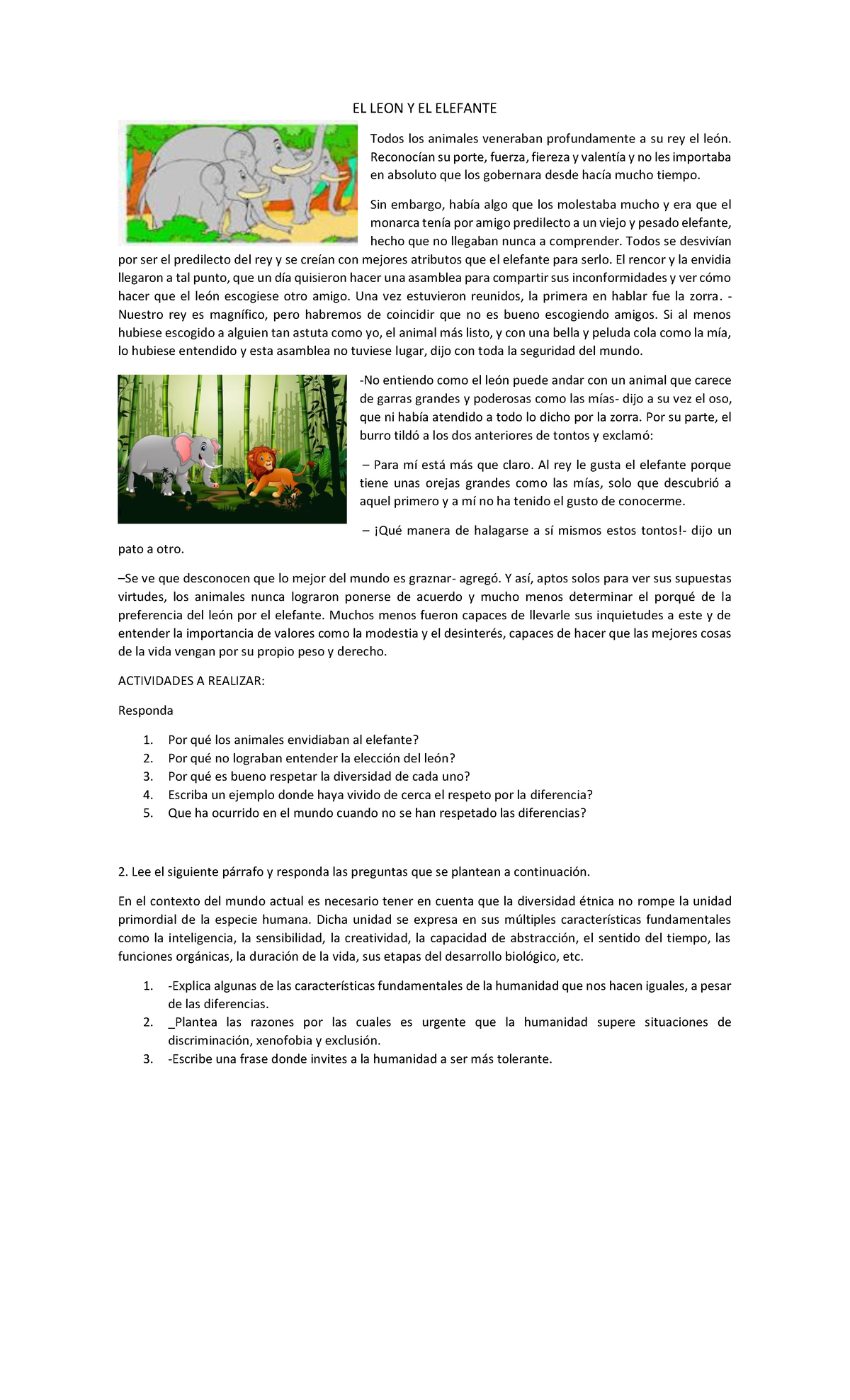 EL LEON Y EL Elefante - EL LEON Y EL ELEFANTE Todos los animales ...