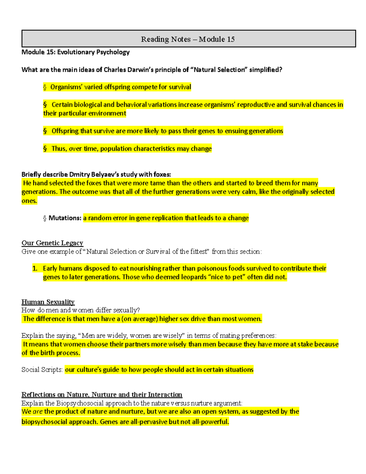 Copy of Reading Notes – Module 15 - Reading Notes – Module 15 Module 15 ...