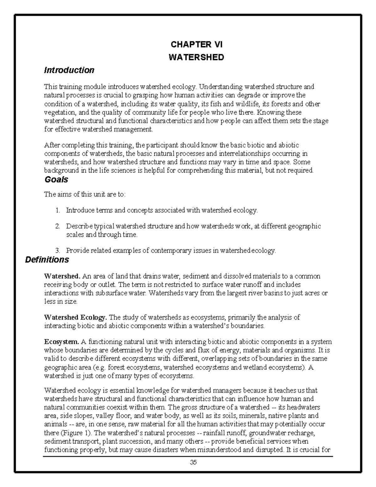 Watershed - GEC SUBJECT - CHAPTER VI WATERSHED Introduction This ...
