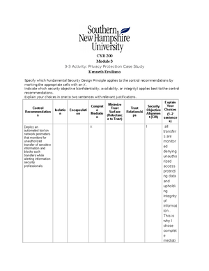CYB 200 Module Three Case Study - Indicate which security objective ...