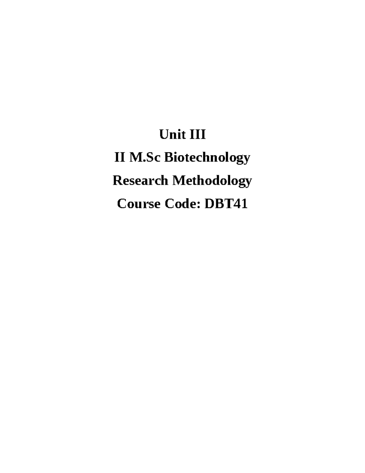 Research proposal, sponsor and research report - Unit III II M ...