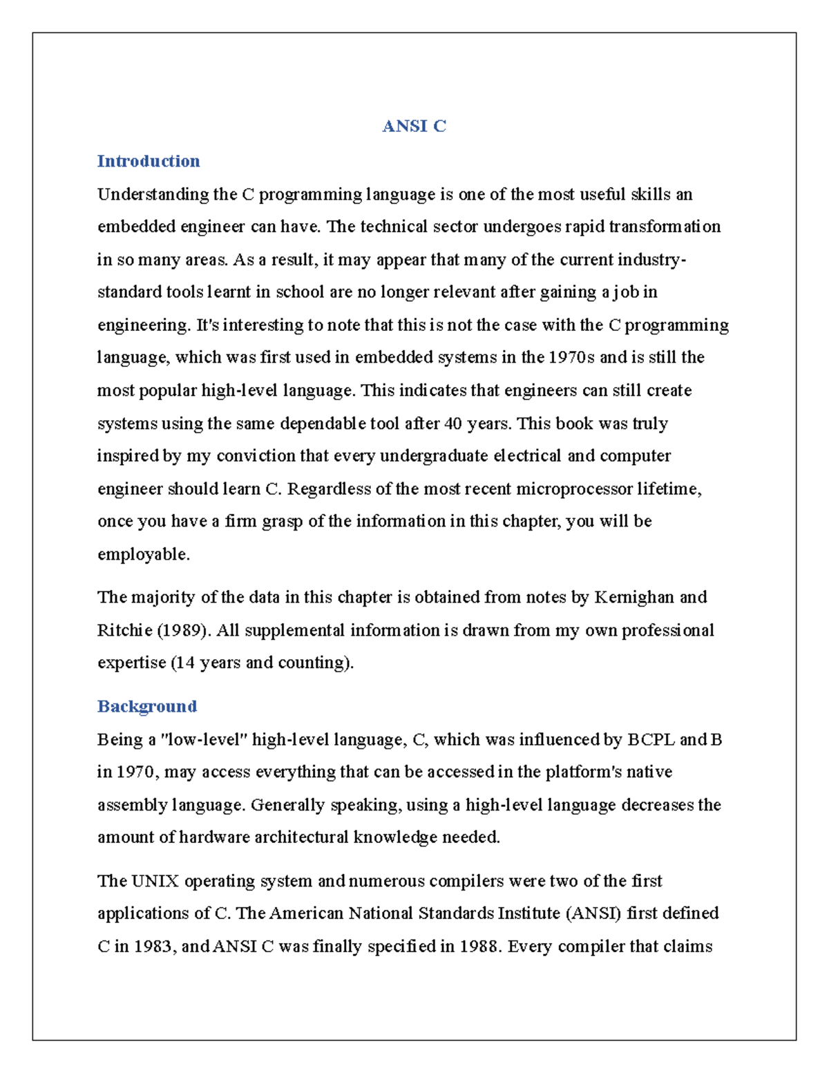 ANSI C Embedded System Notes ANSI C Introduction Understanding The ansi-c-embedded-system-notes-ansi-c-introduction-understanding-the