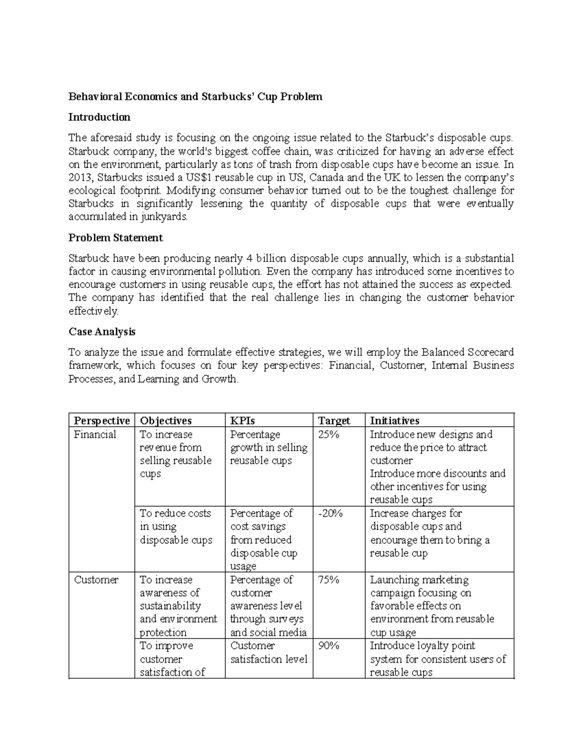 Starbucks Case Analysis - Behavioral Economics and Starbucks’ Cup ...