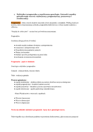 Stylistyka-funkcje jezyka - FUNKCJE JĘZYKA Funkcja informatywna/informacyjna (przedstawieniowa ...