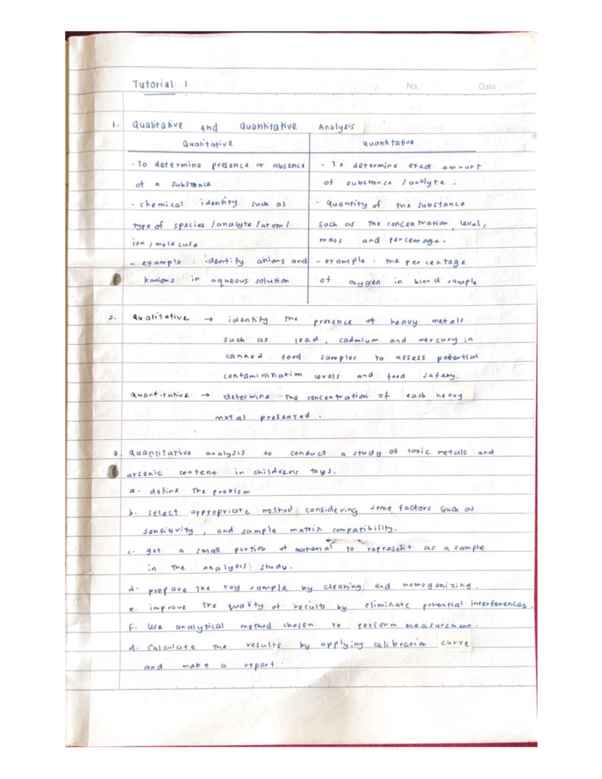 Qualitative AND Quantitative TUTO1 - Basic Analytical Chemistry - Studocu