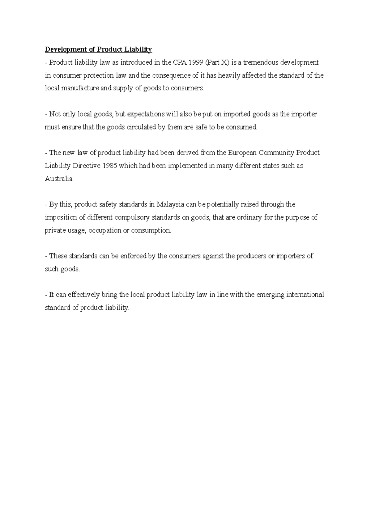 Development of Product Liability - Development of Product Liability ...