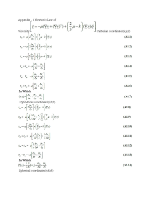Bsl Appendix B Formula Sheet Transport Phenomena Studocu