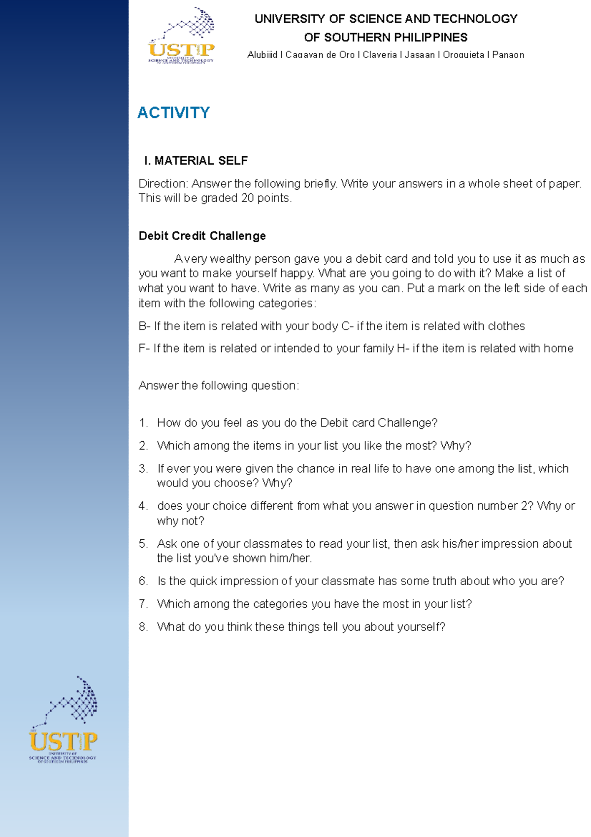 Module 8 activity part 1 15b350fdbb42ed41a623d8722b9c90d6 - ACTIVITY I ...