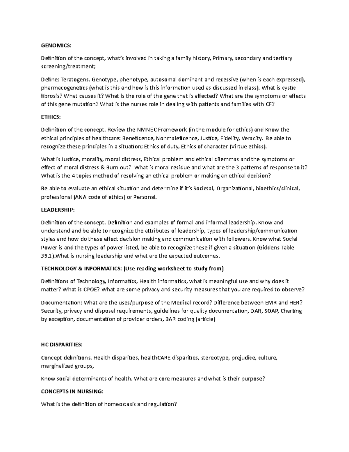 Health and Illness Concepts Practice Materials - GENOMICS: Definition ...