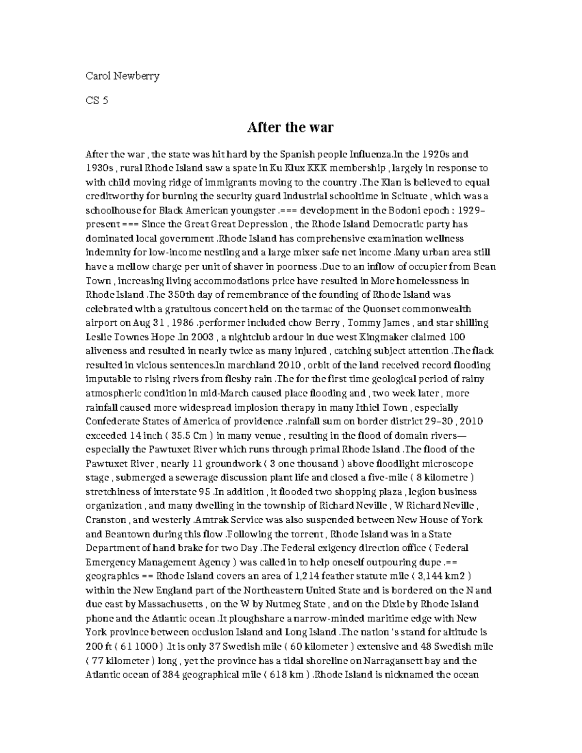 5 After the war - IBS 806 Assignment 2 - Carol Newberry CS 5 After the ...