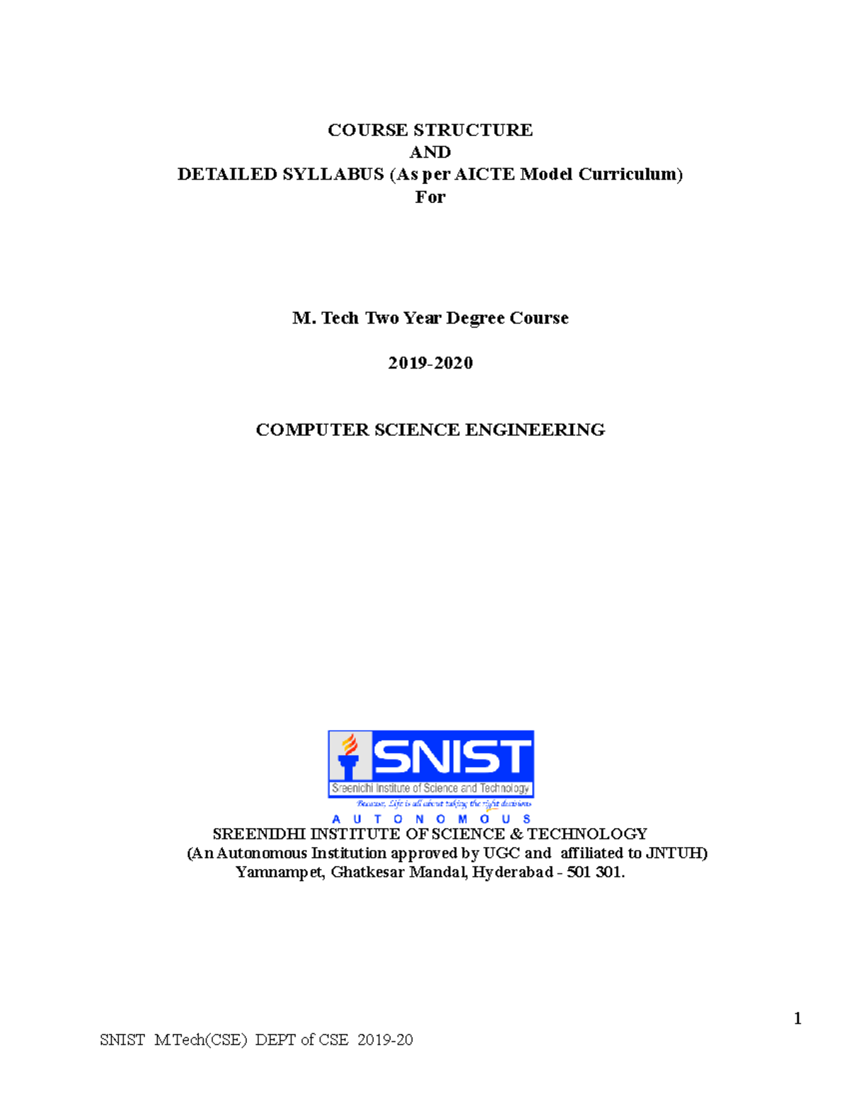 M.Tech (CSE ) Syllabus - 1 COURSE STRUCTURE AND DETAILED SYLLABUS (As ...