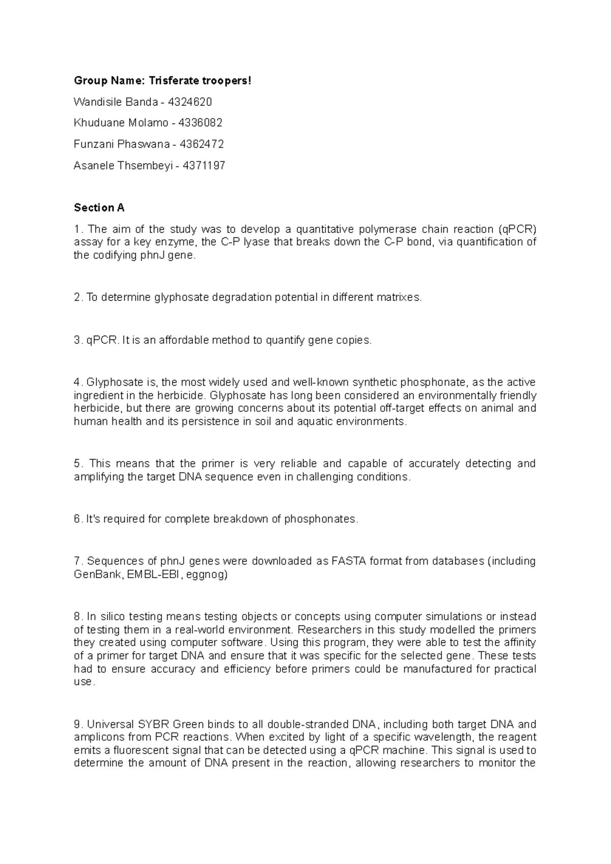 BTN222 Assignment 1 - Group Name: Trisferate troopers! Wandisile Banda ...