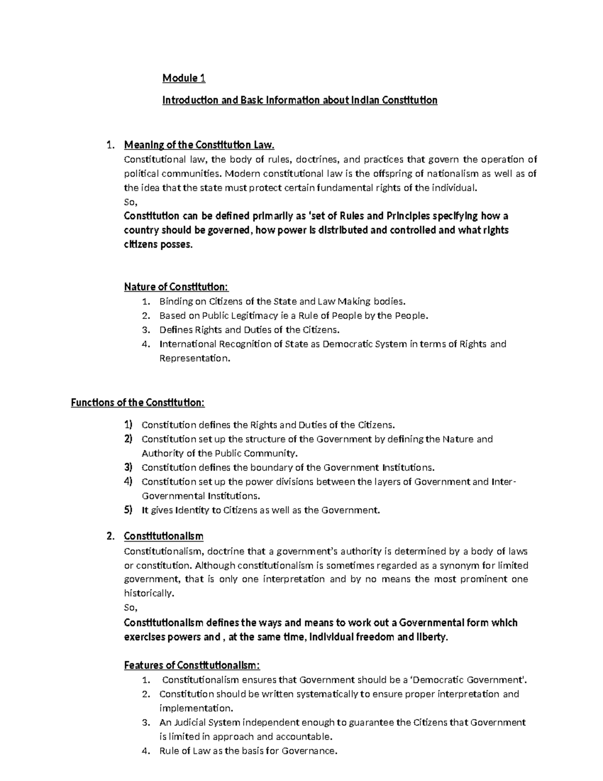 COI Unit I - Constitution unit-1 complete notes - Module 1 Introduction ...