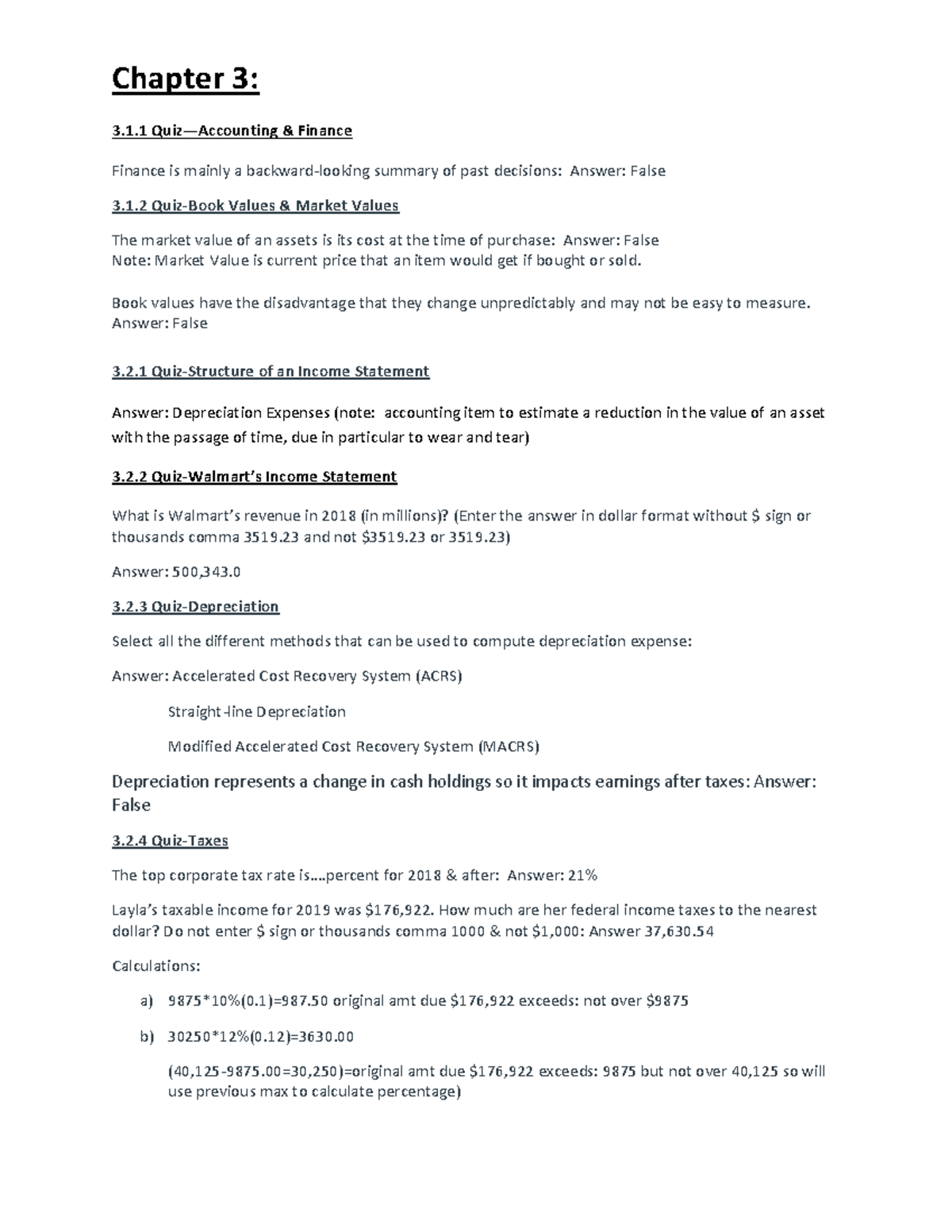 CH 3-Quiz Answers - Study material for Exam 1 - Chapter 3: 3.1 Quiz ...