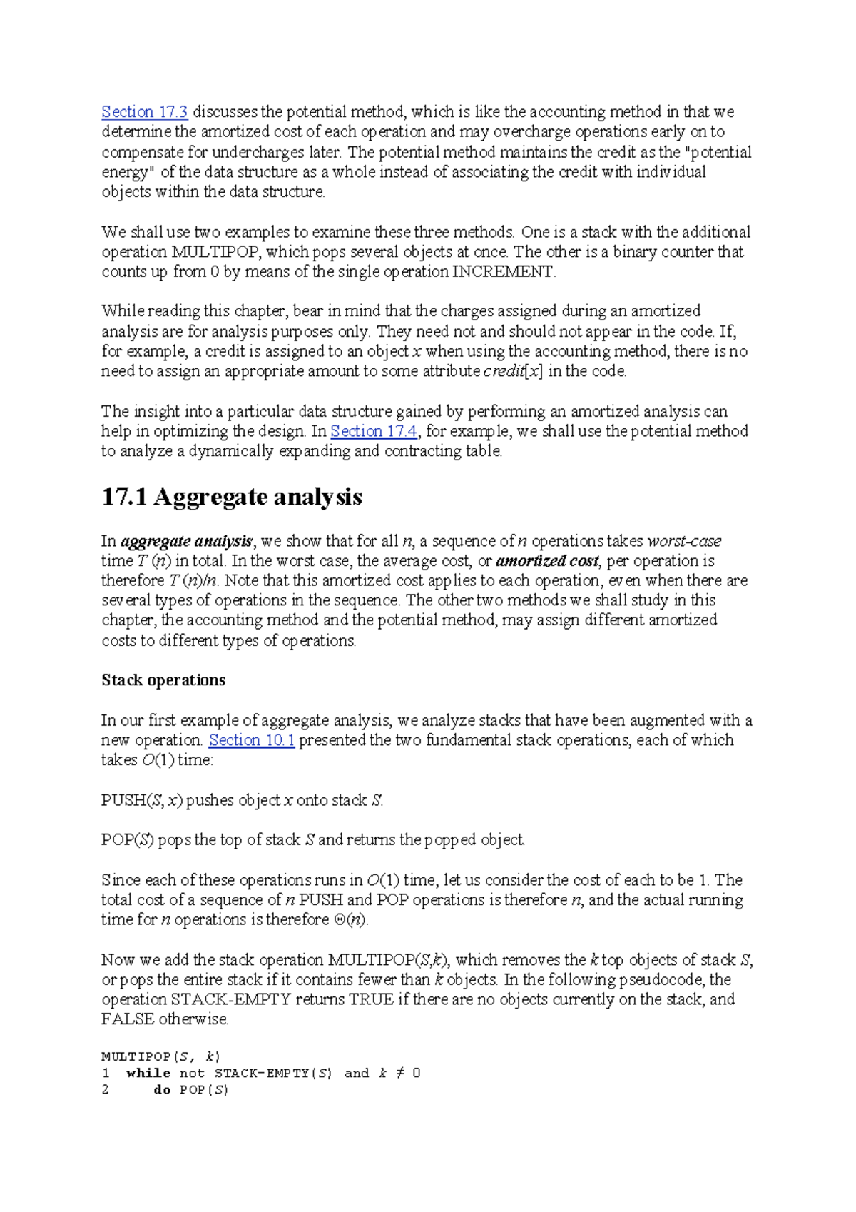 Algorithm Part 5 Greedy A Lgorithm Chapter 171 Section 17 Discusses The Potential Method