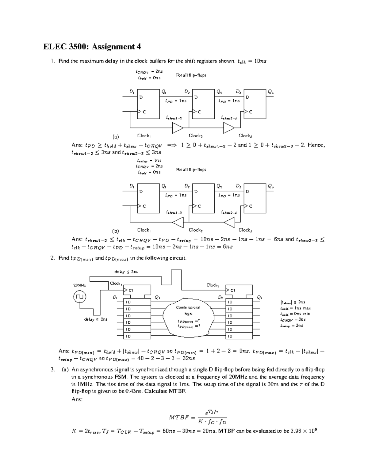 Ass4 solns complete - ELEC 3500: Assignment 4 Find the maximum delay in ...