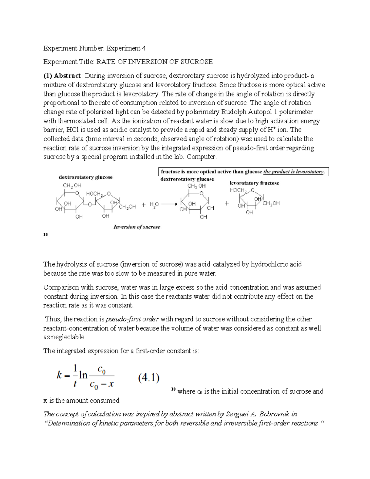Upload Exp4 - Experiment 5 Labreport - Experiment Number: Experiment 4 Experiment Title: RATE OF ...