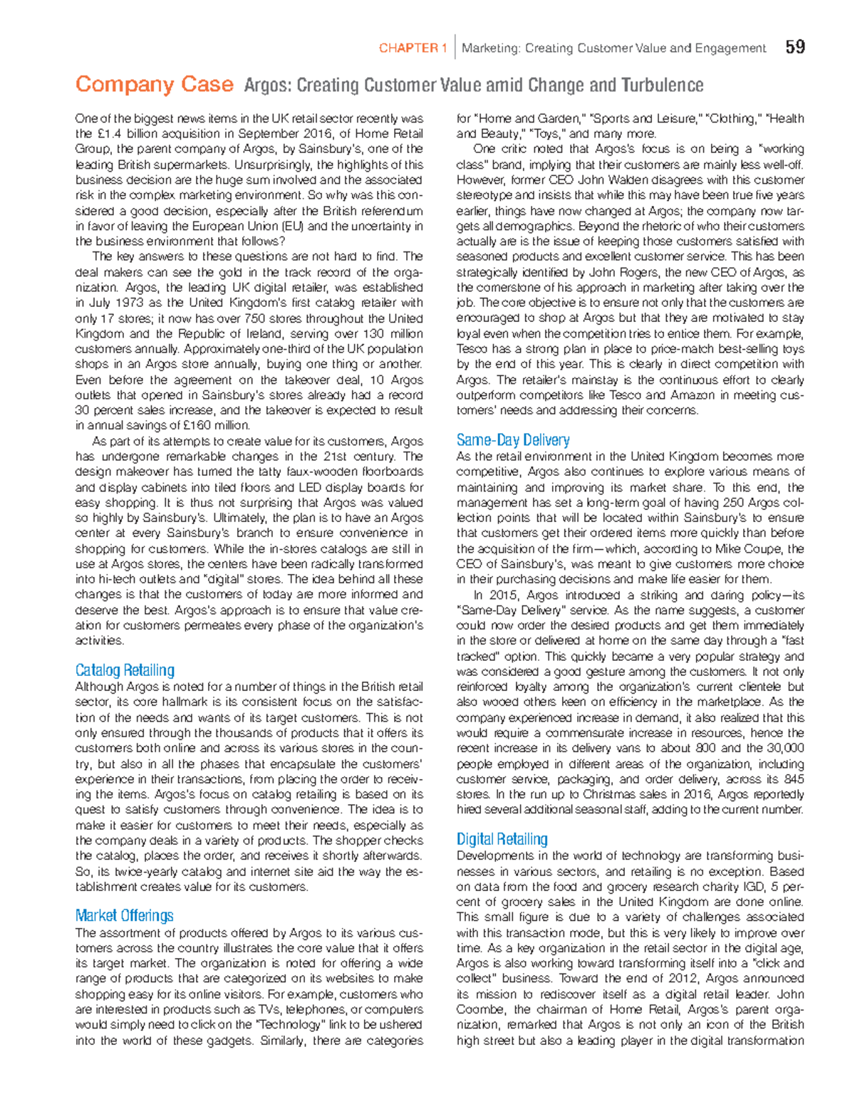 Argos - Case study - Chapter 1 - CHAPTER 1 | Marketing: Creating Customer Value and Engagement ...