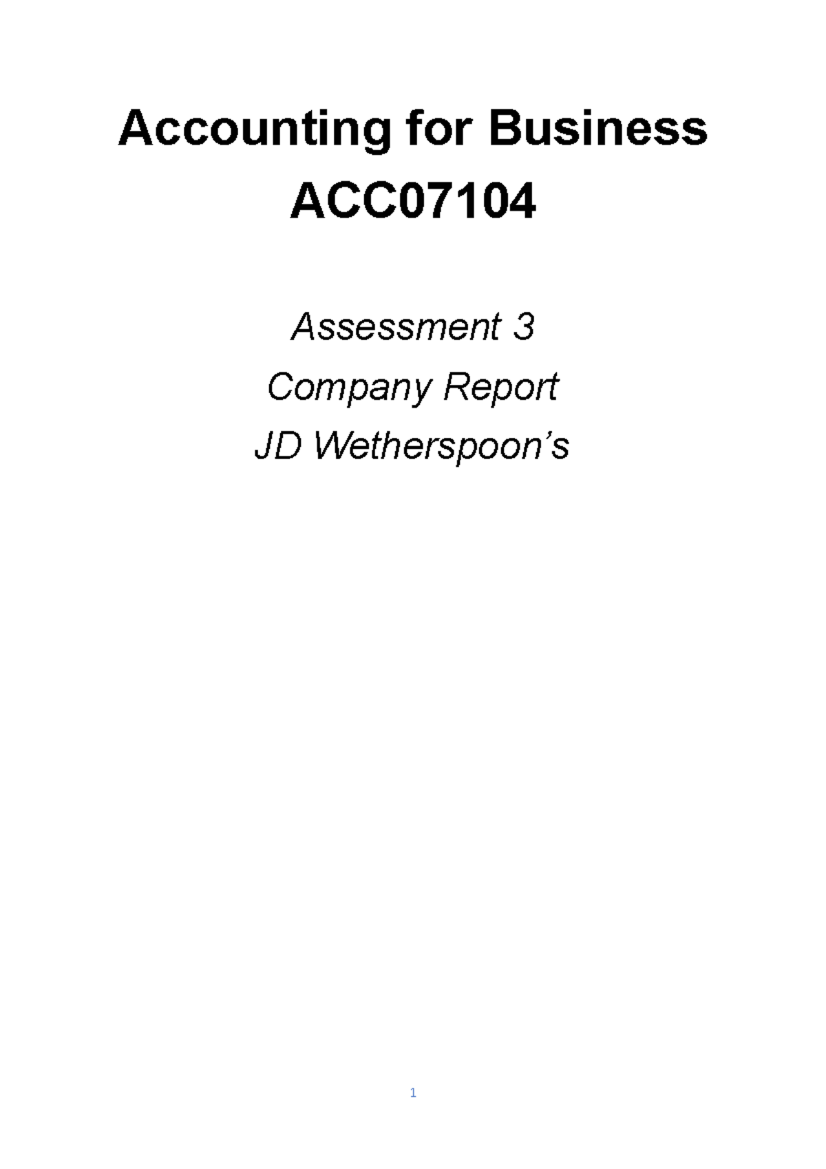 Company Report Exemplar - Accounting for Business ACC Assessment 3 ...