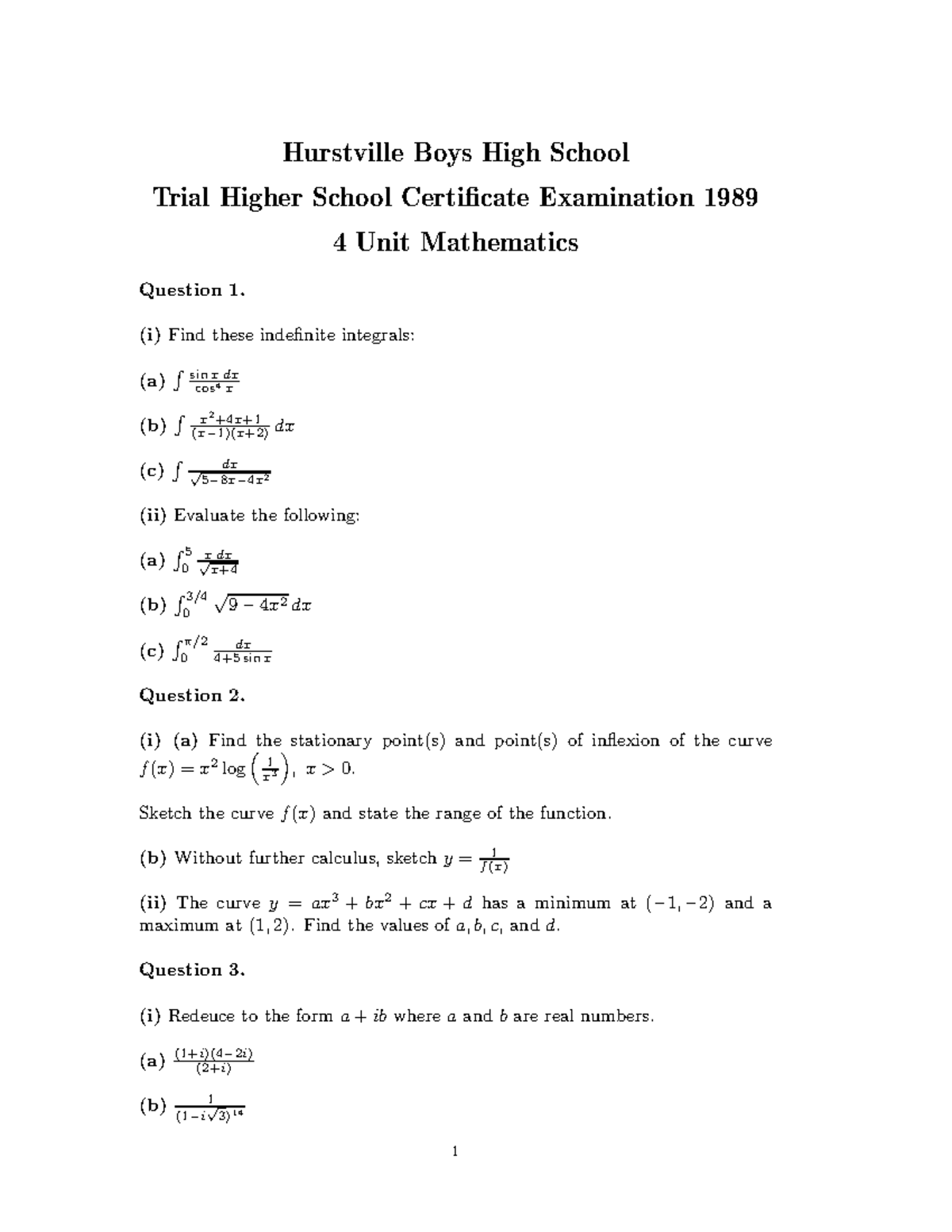 1989Hurstville Boys Trial - Hurstville Boys High School Trial Higher ...