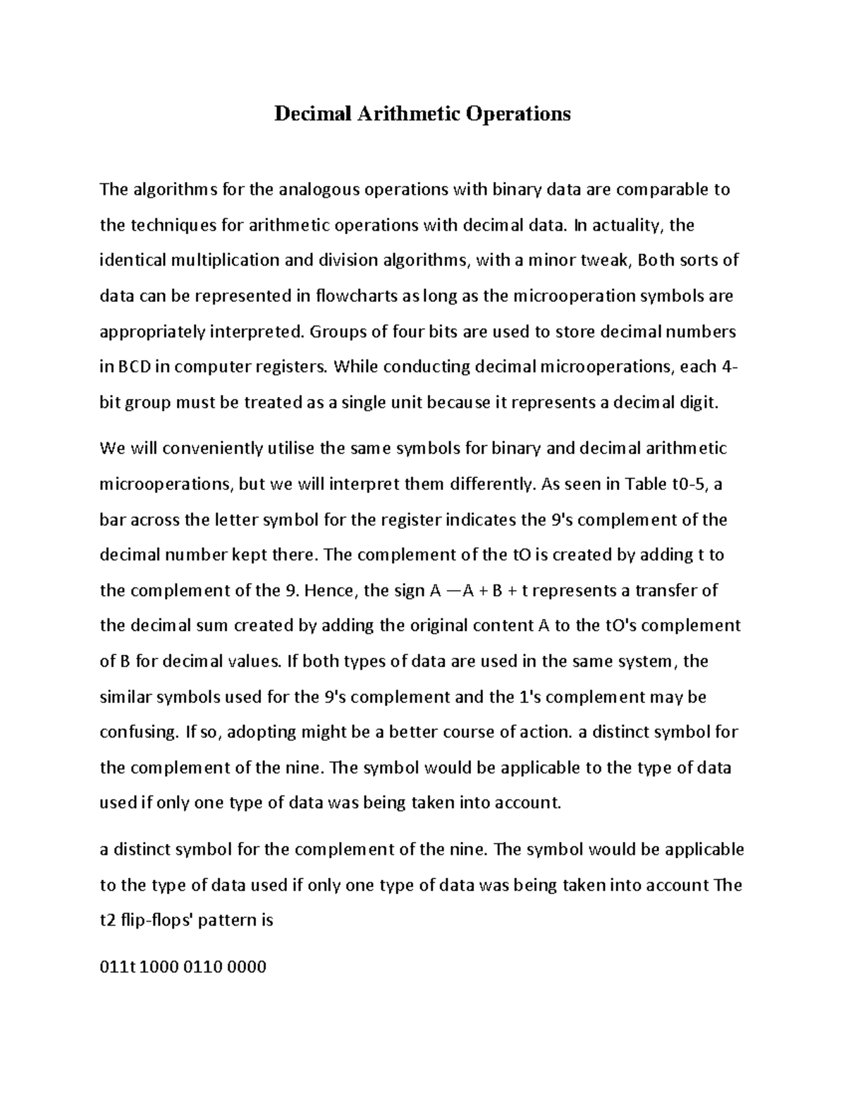 Decimal Arithmetic Operations - In actuality, the identical ...