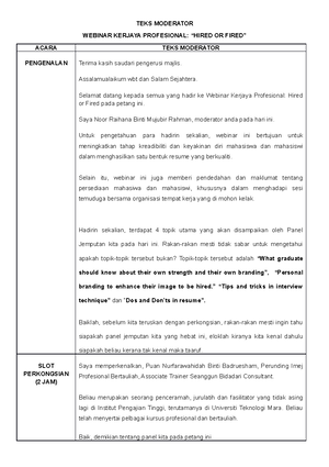 TEKS Moderator Bengkel Persediaan ALAM Kerjaya - TEKS MODERATOR BENGKEL ...