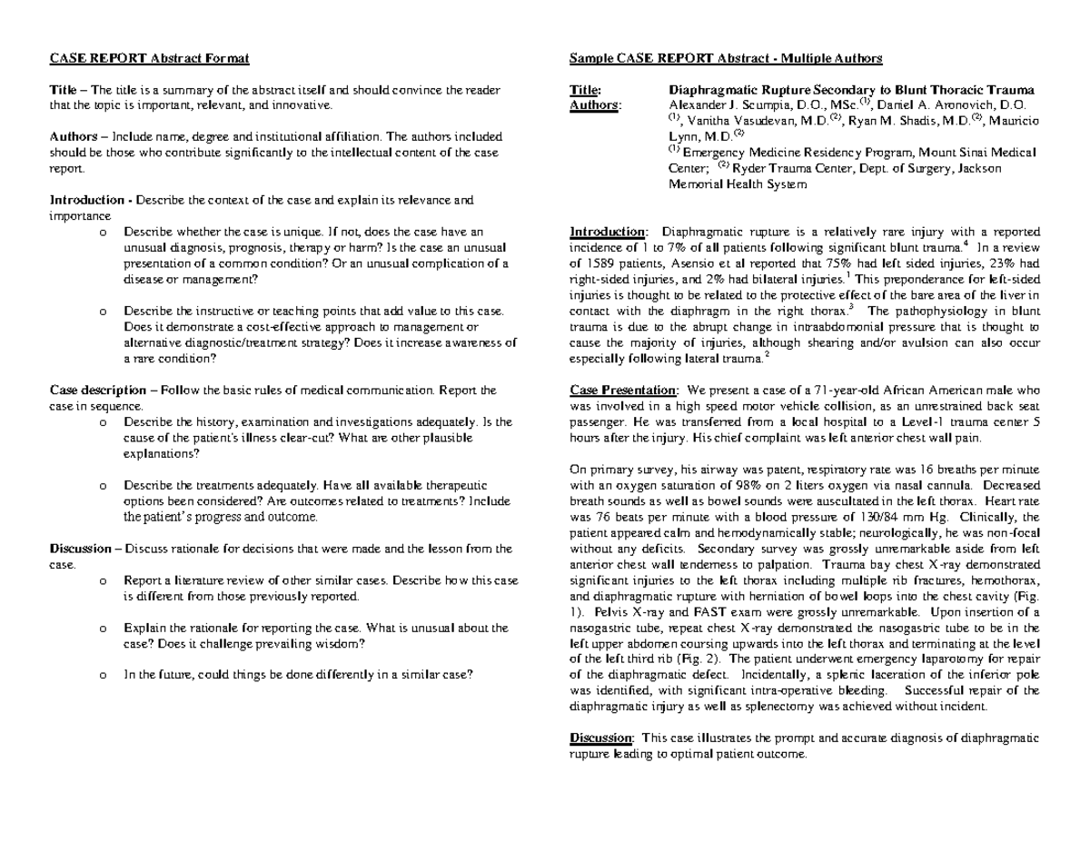 Case presentation policies-1 - CASE REPORT Abstract Format Title – The ...