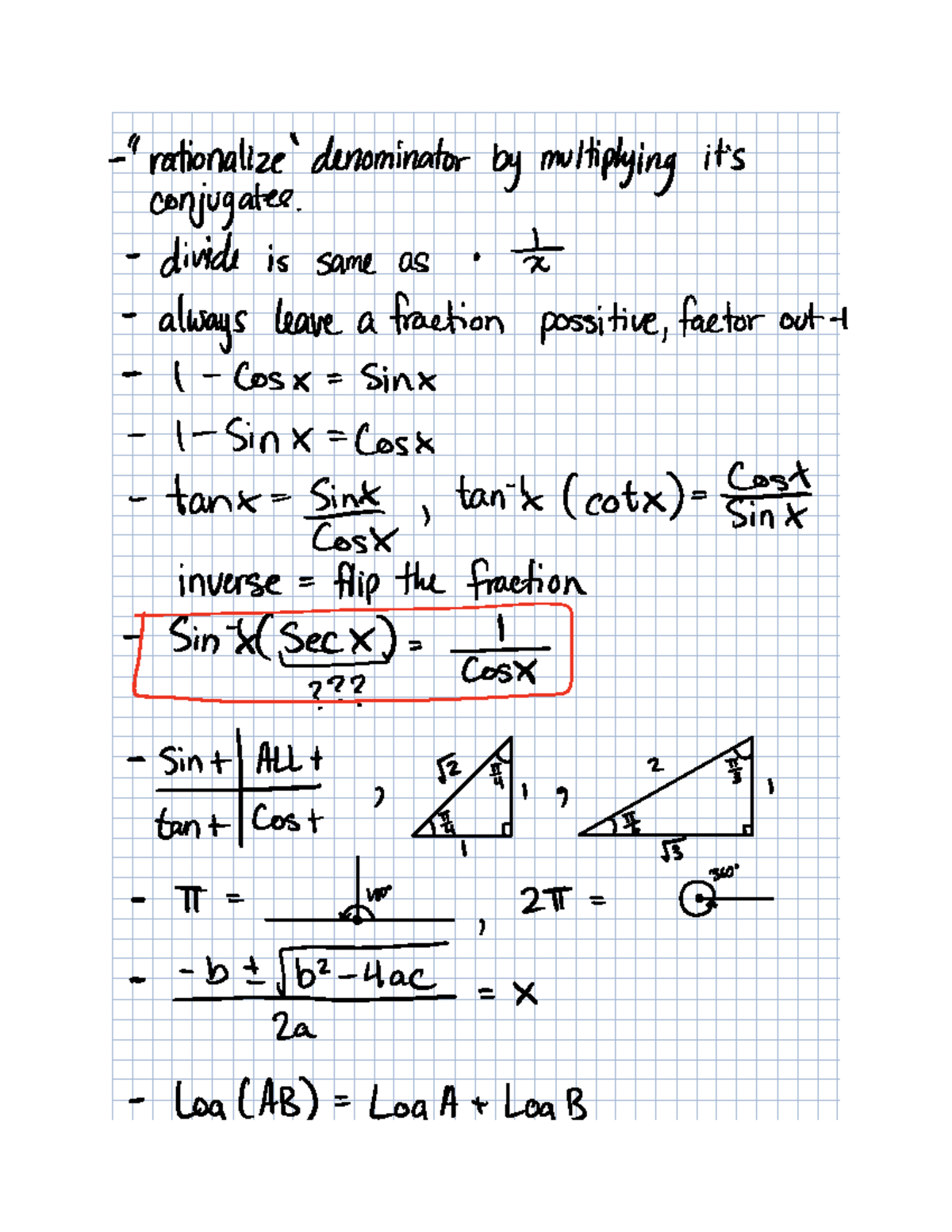 Required Algebra and Trig - rationalize denominator by multiplying it's ...