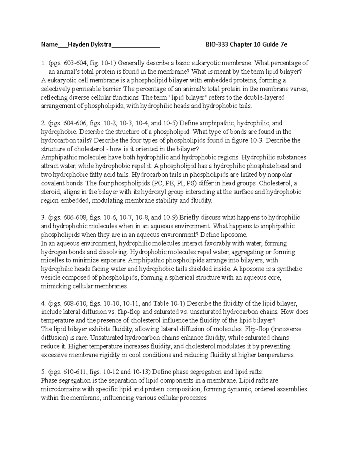 BIO-333 CH10 Guide 7e - personal notes and work for chapter 10 - Name ...