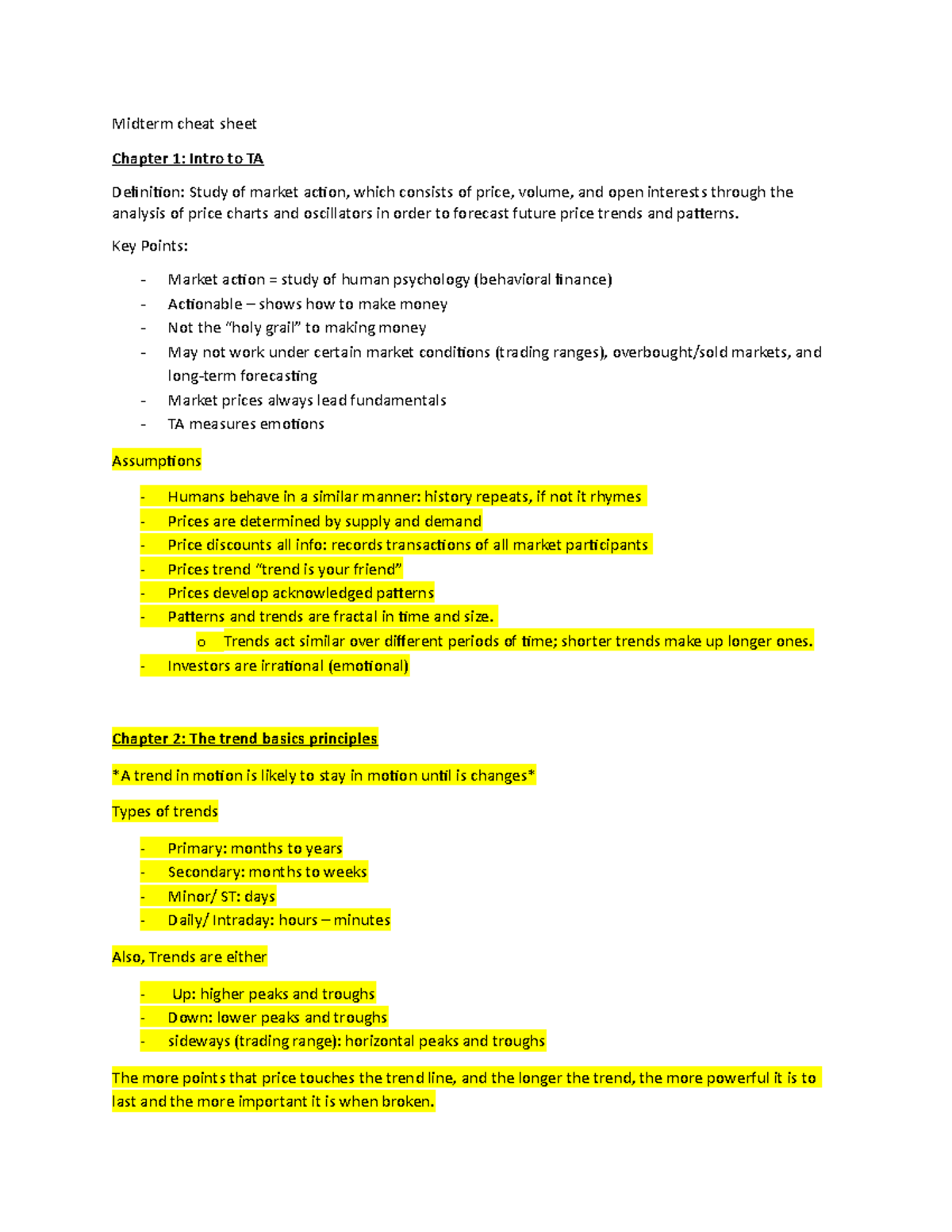 Midterm notes - Midterm cheat sheet Chapter 1: Intro to TA Definition ...