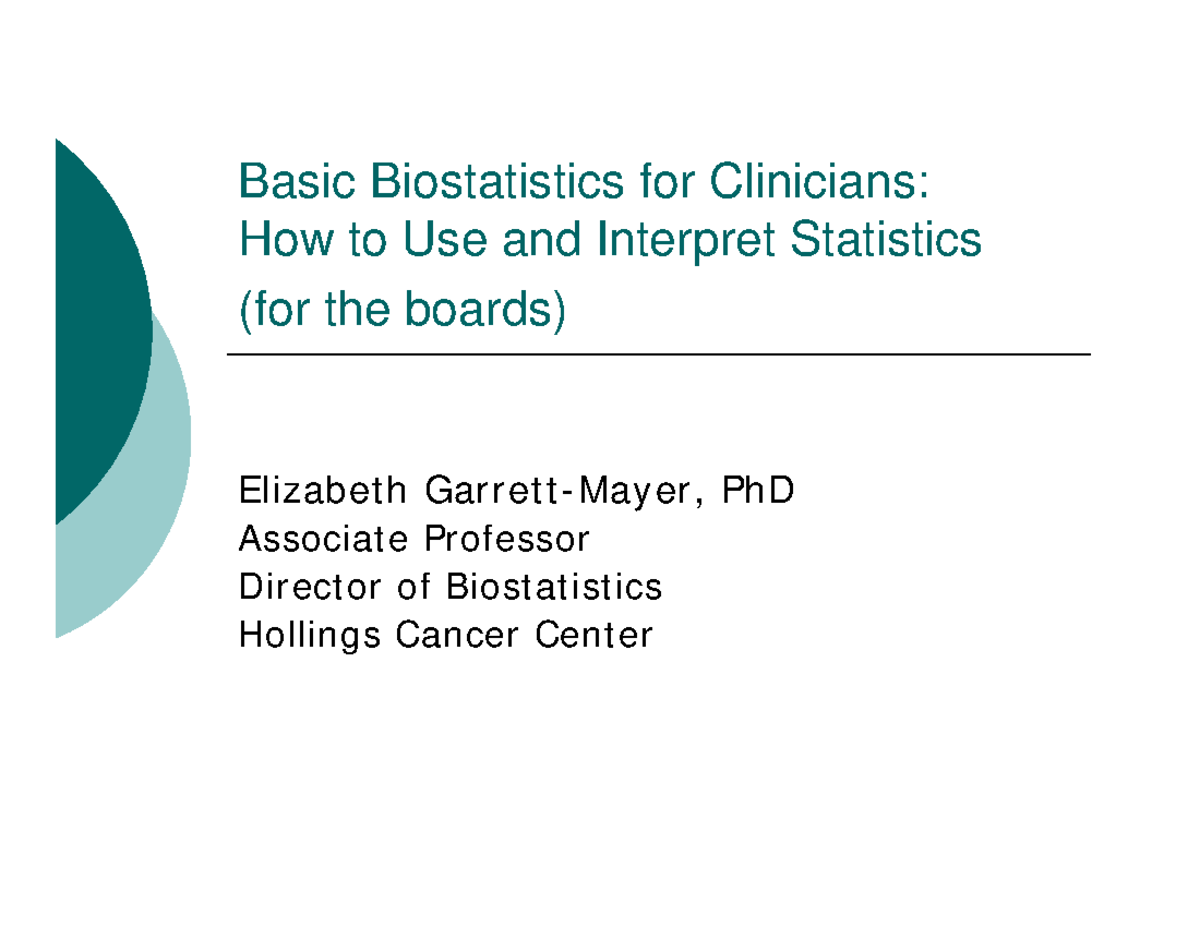 Basic Biostatisticsfor Clinicians - Basic Biostatistics for Clinicians ...